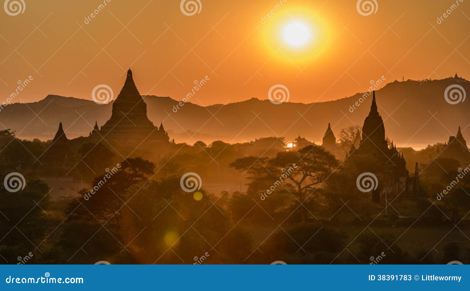 Sunset at Bagan stock image. Image of outdoor, attraction - 38391783