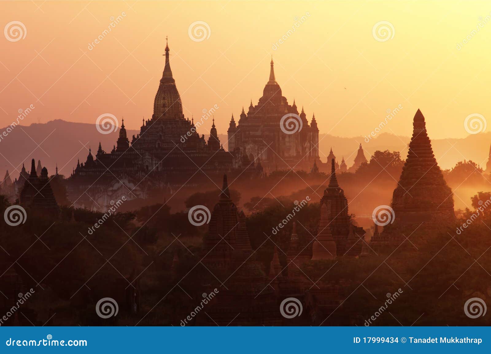 Sunset at Bagan, Myanmar stock photo. Image of myanmar - 17999434