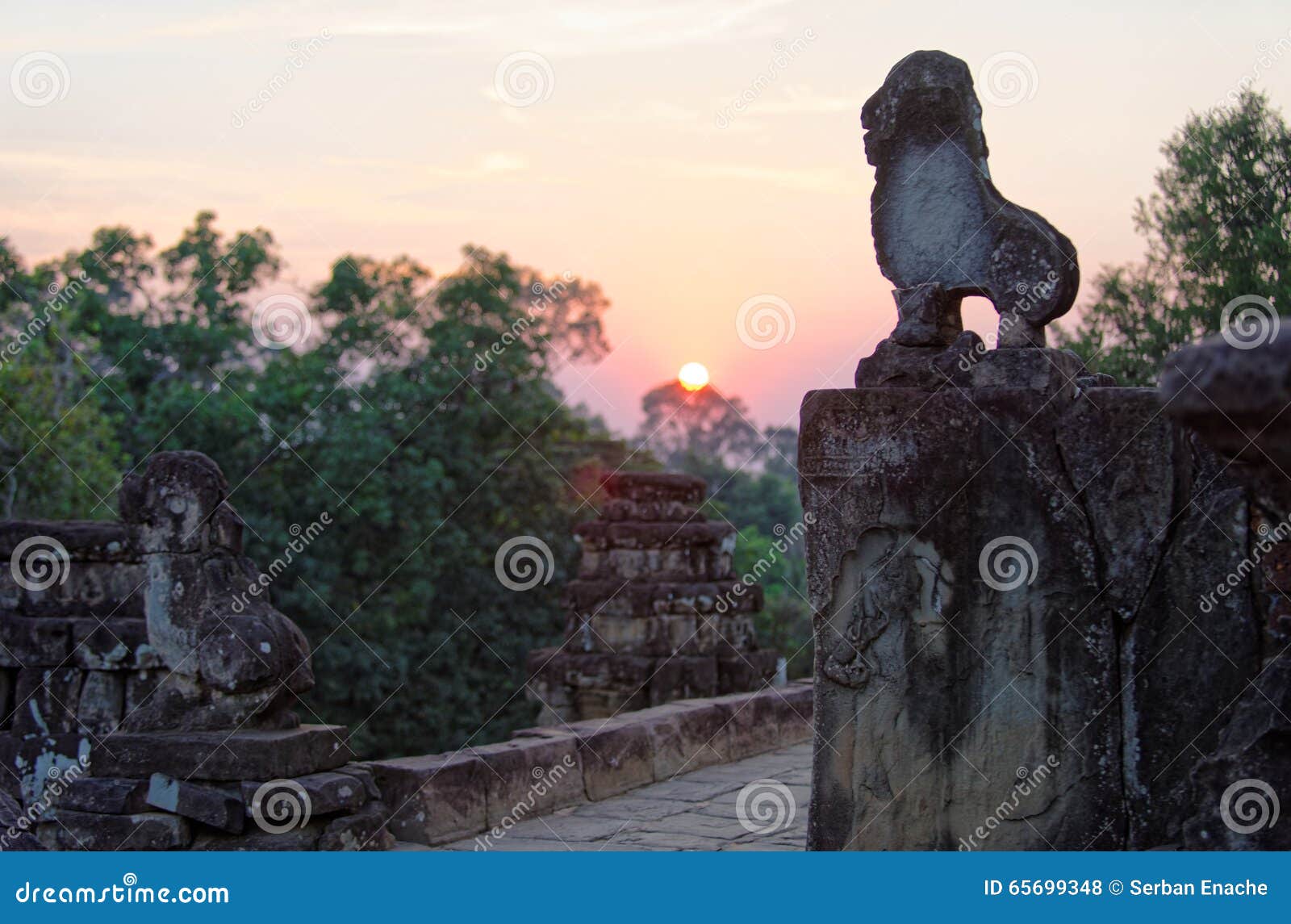 Sunset at Bakong Temple, Cambodia Stock Photo - Image of sunset ...