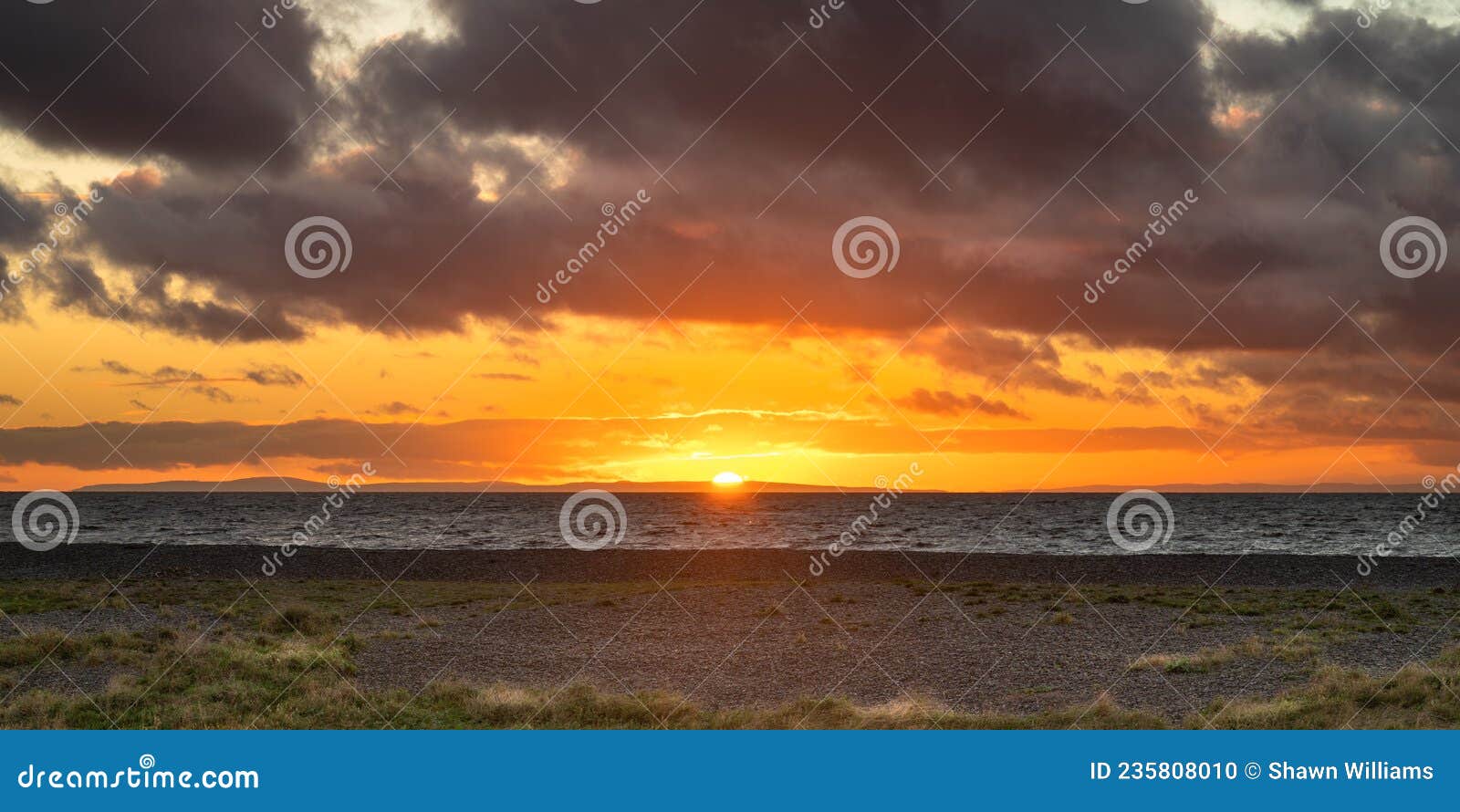 Sunset on Ballantrae Bay Beach Stock Photo - Image of seashore ...