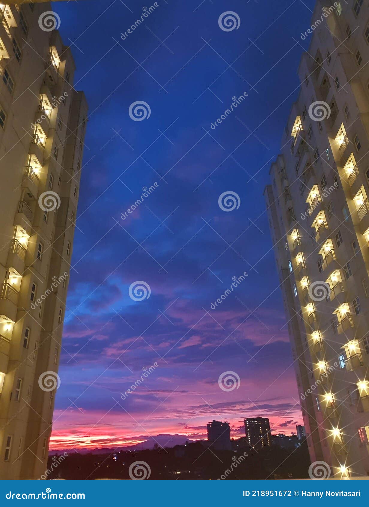 Sunset in Bandung, Indonesia Stock Photo - Image of building ...