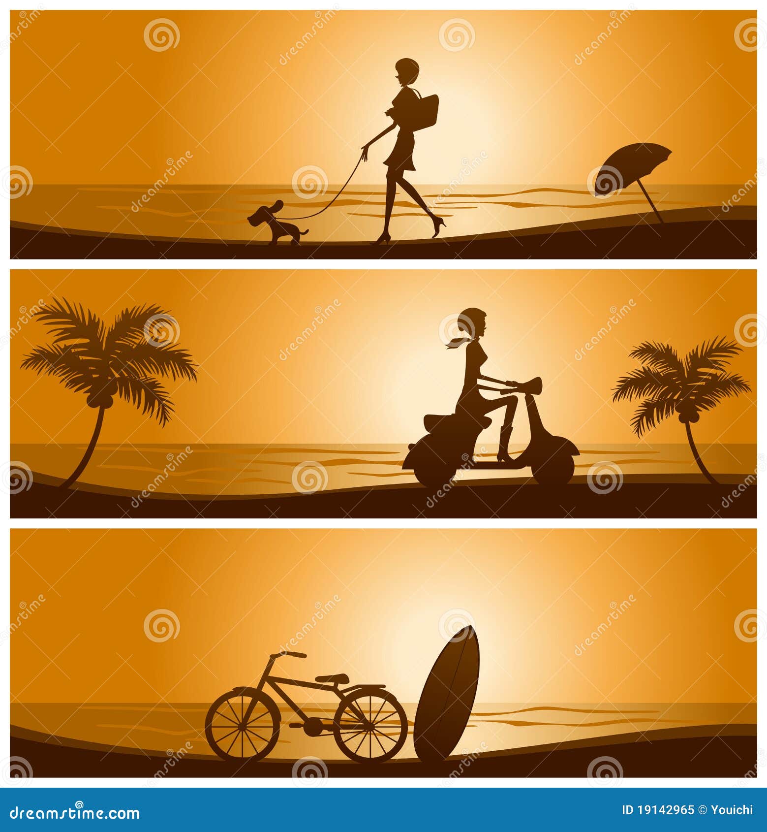 Sunset banner set stock vector. Illustration of south - 19142965