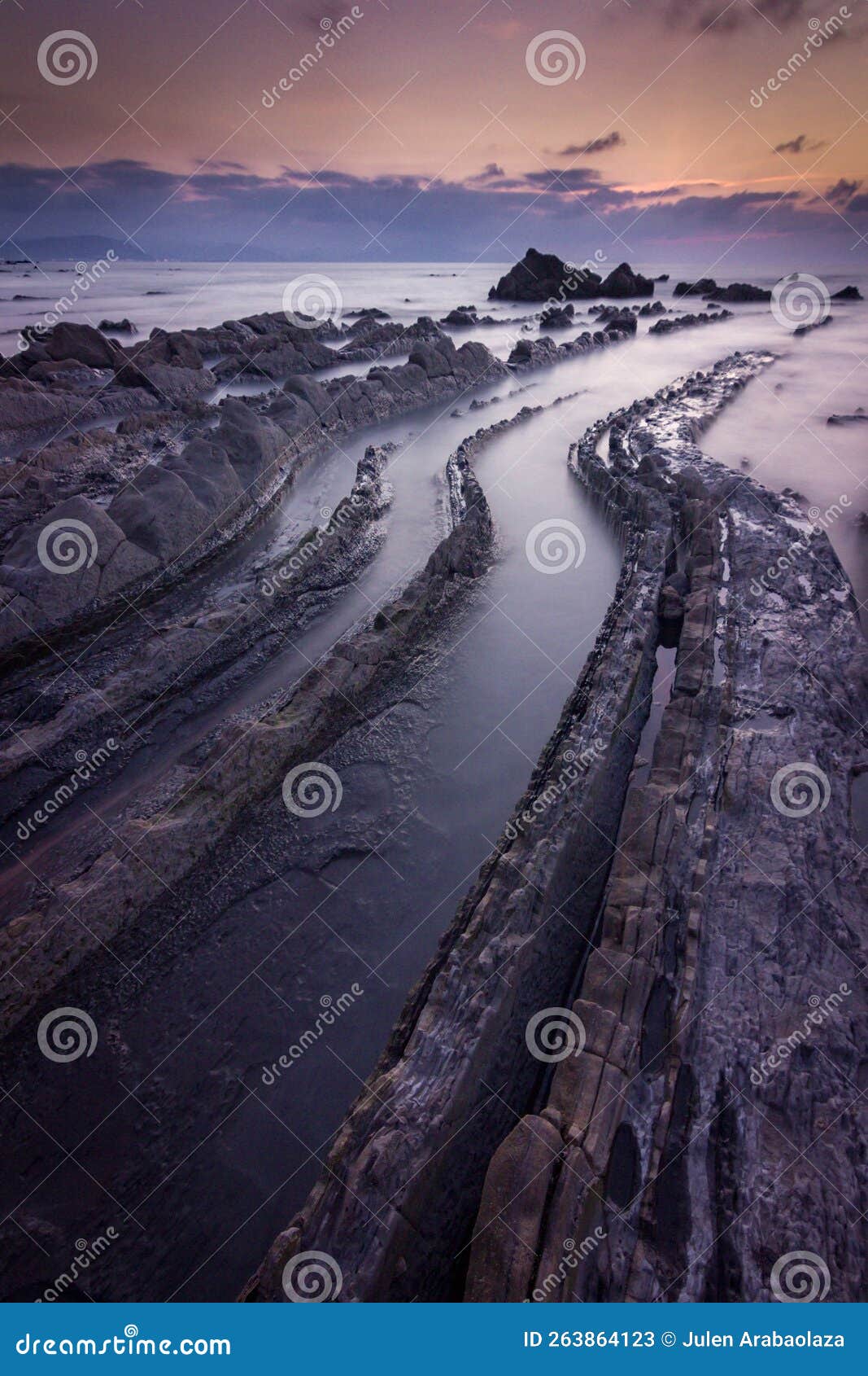 Sunset in Barrika Beach in the Basque Country Spain Stock Image - Image ...