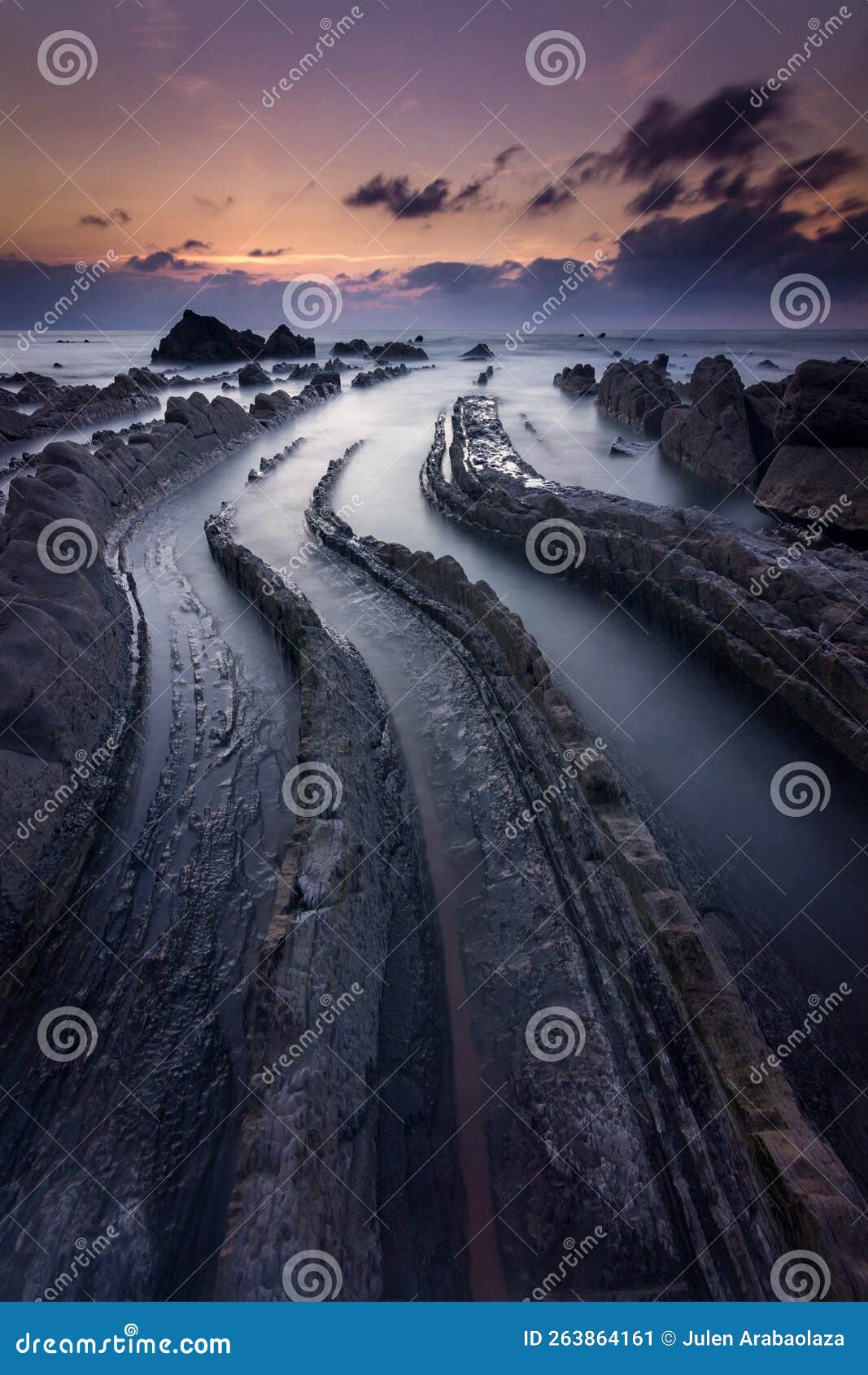 Sunset in Barrika Beach in the Basque Country Spain Stock Image - Image ...