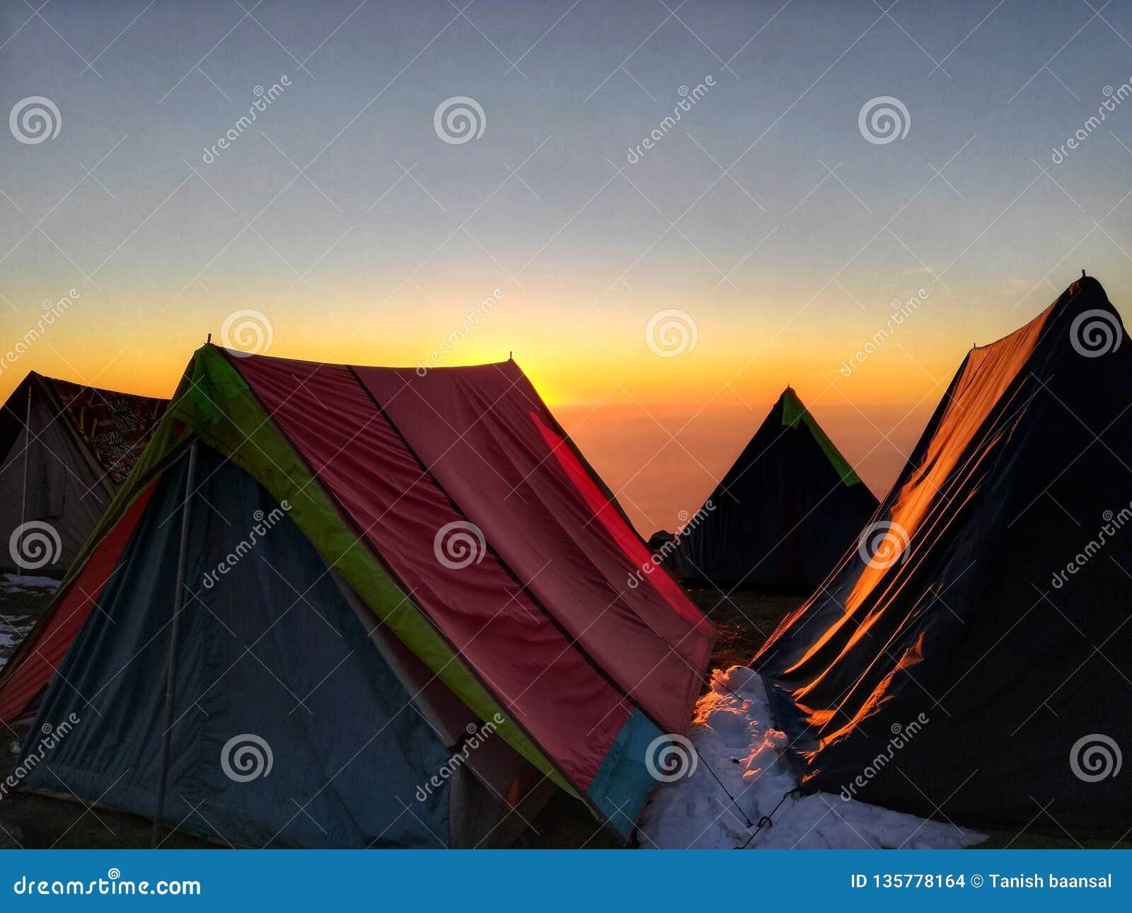 Sunset from base camp stock photo. Image of sunset, camp - 135778164