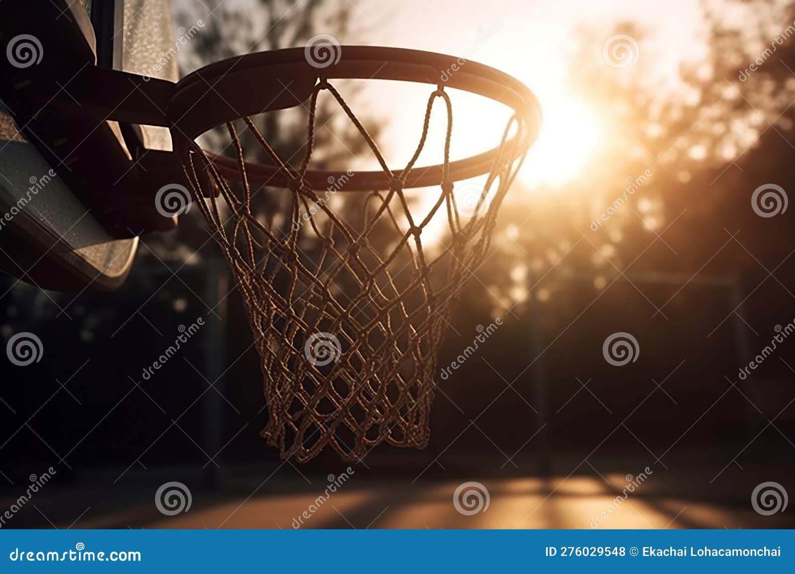 Sunset Basketball: Close-Up of a Basketball Hoop in Warm Evening Light ...