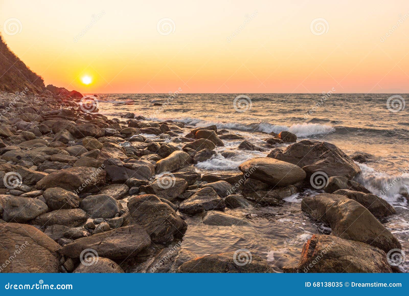 Sunset Bay Transparent Autumn Stock Image - Image of water, bays: 68138035