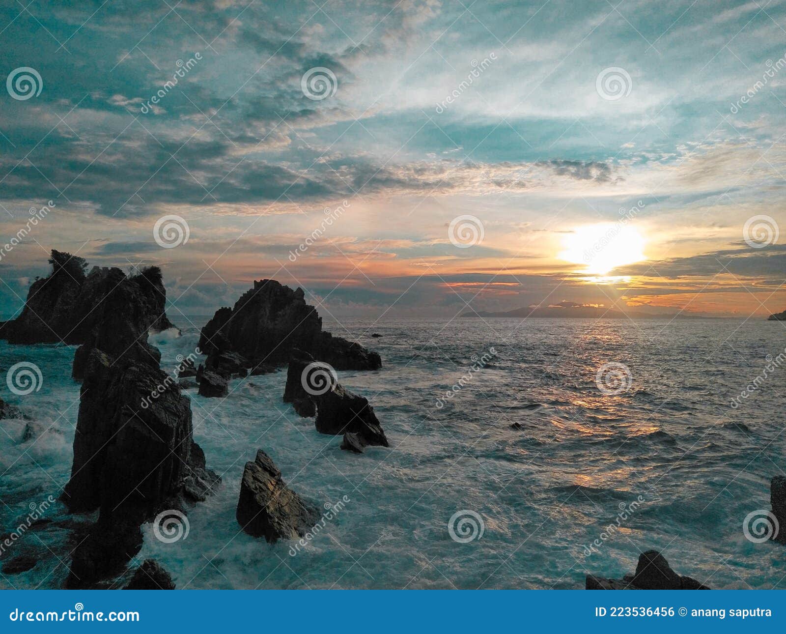 Sunset in the beach stock photo. Image of vsco, beach - 223536456