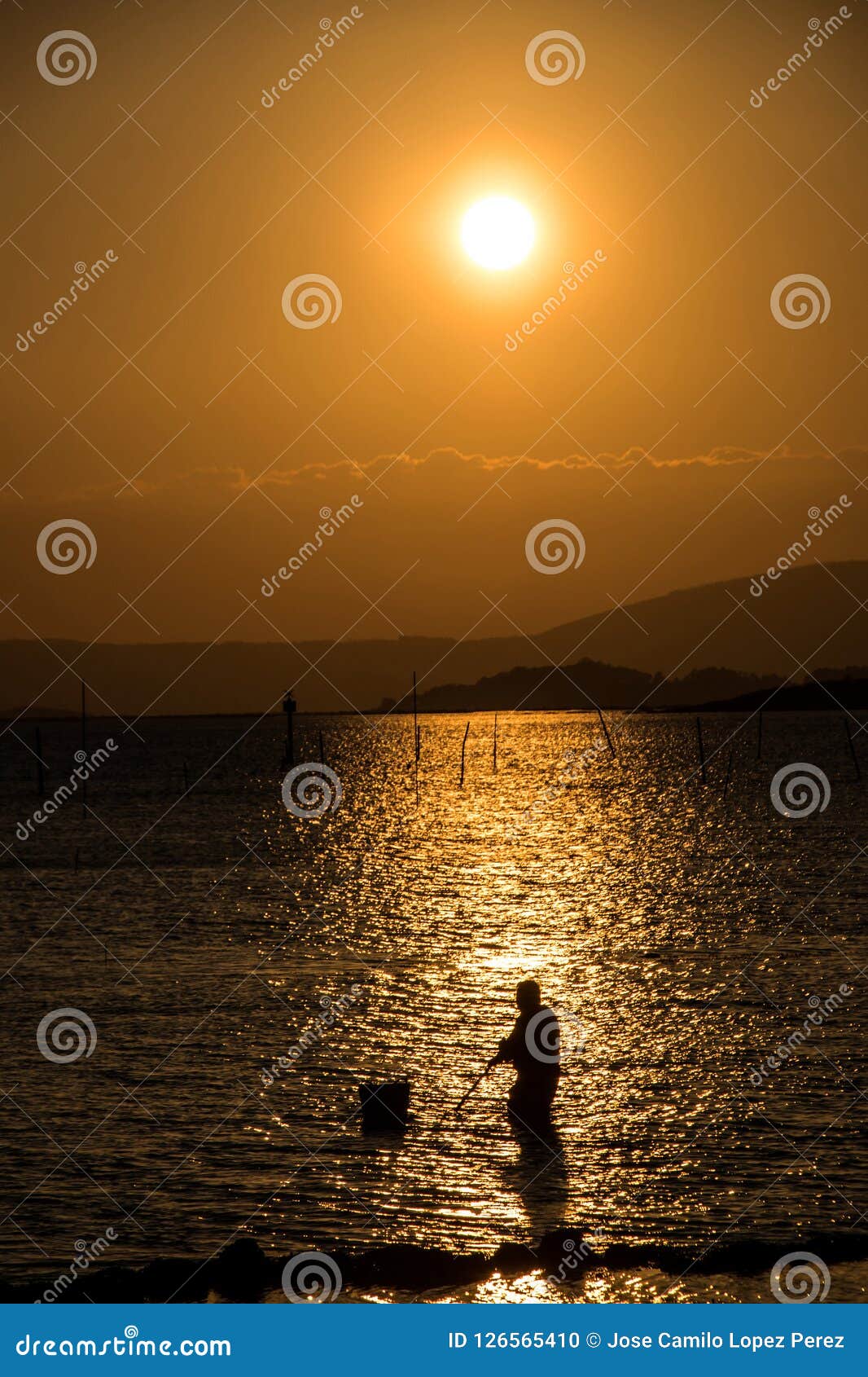 Sunset on the beach stock photo. Image of golden, ocean - 126565410