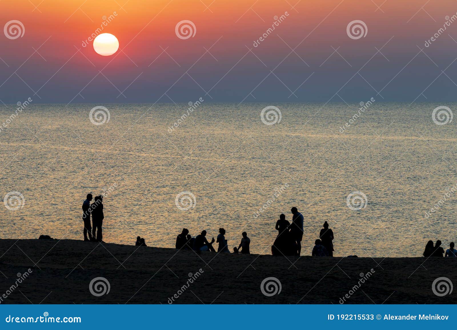 Sunset on the Beach in Baku Stock Image - Image of family, dusk: 192215533