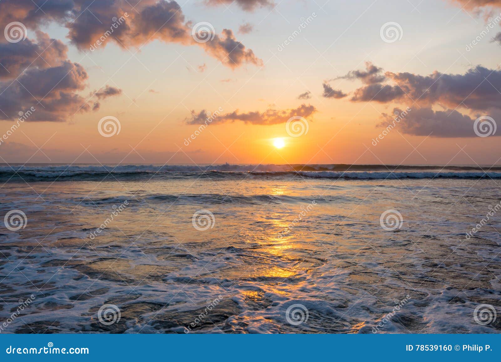 Sunset on the Beach in Bali Stock Photo - Image of nature, reflection ...