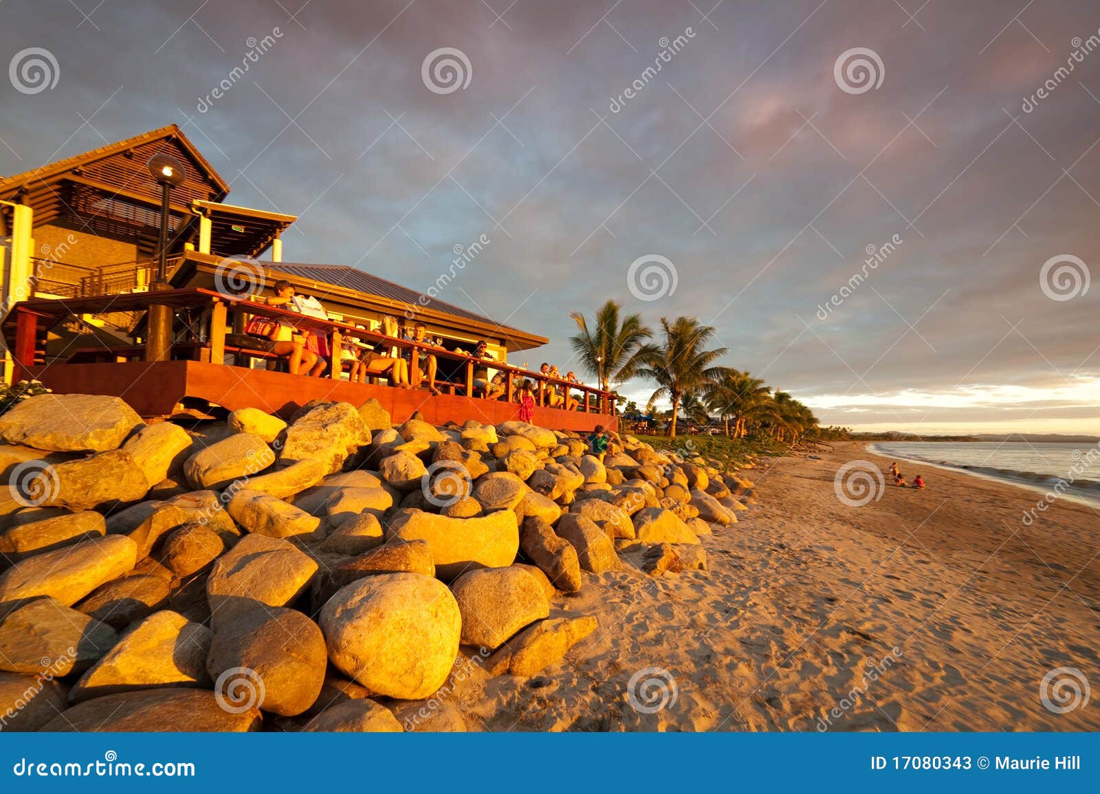 Sunset at a Beach Bar in Fiji Editorial Stock Photo - Image of resort ...