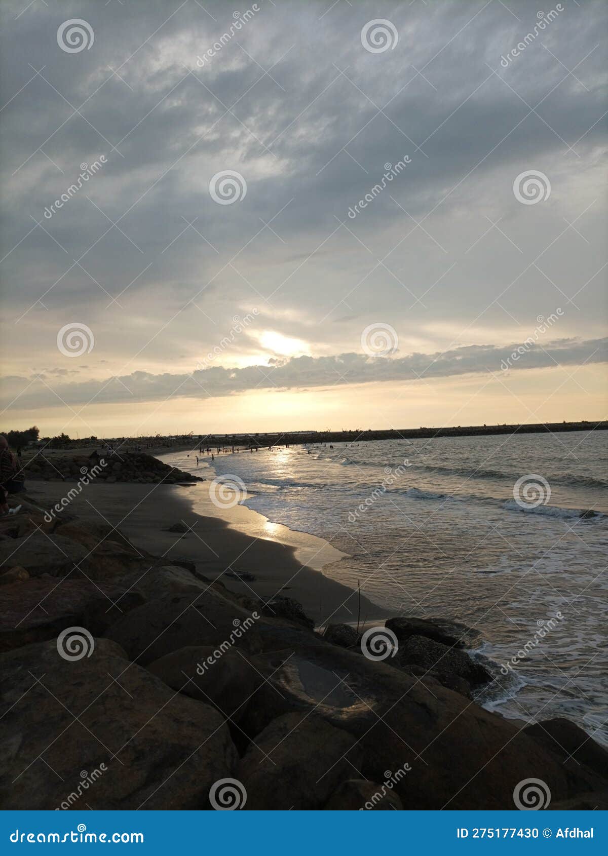 The Sunset on the Beach is so Beautiful and Peaceful Stock Photo ...
