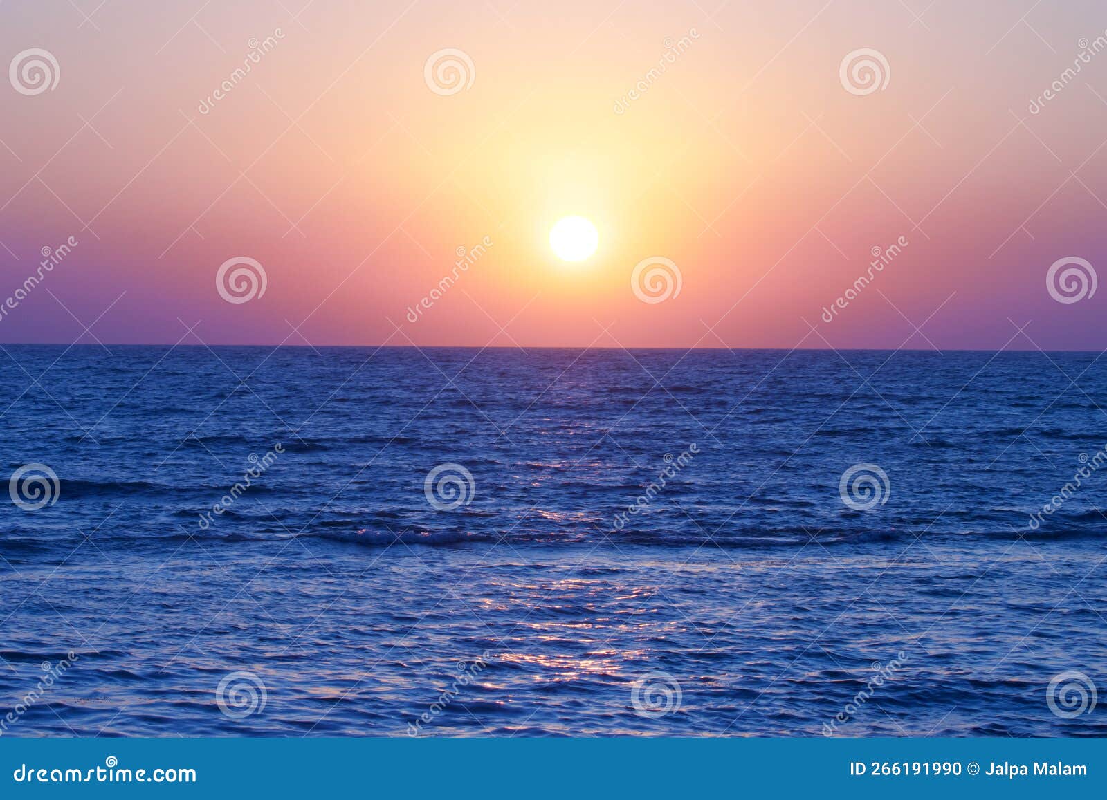 Sunset on Beach. Sunset with Blue Ocean Water, Sky. Stock Photo - Image ...