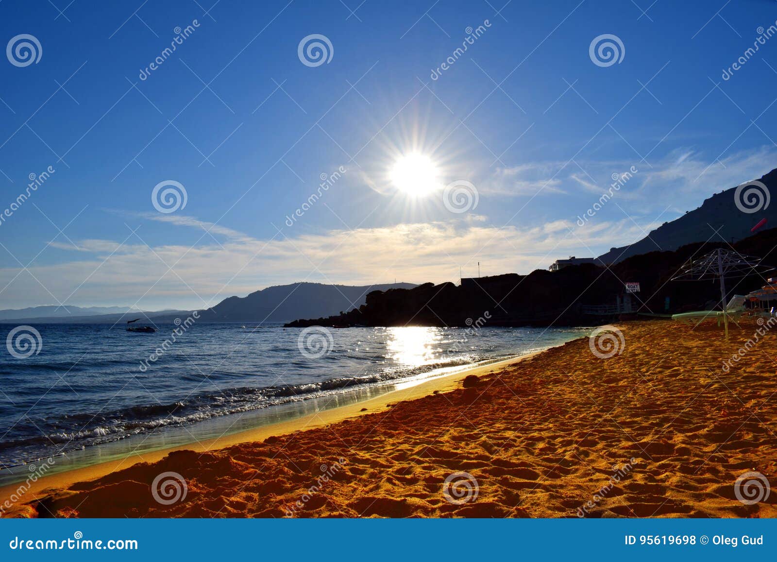 Sunset at the beach stock photo. Image of black, gloss - 95619698