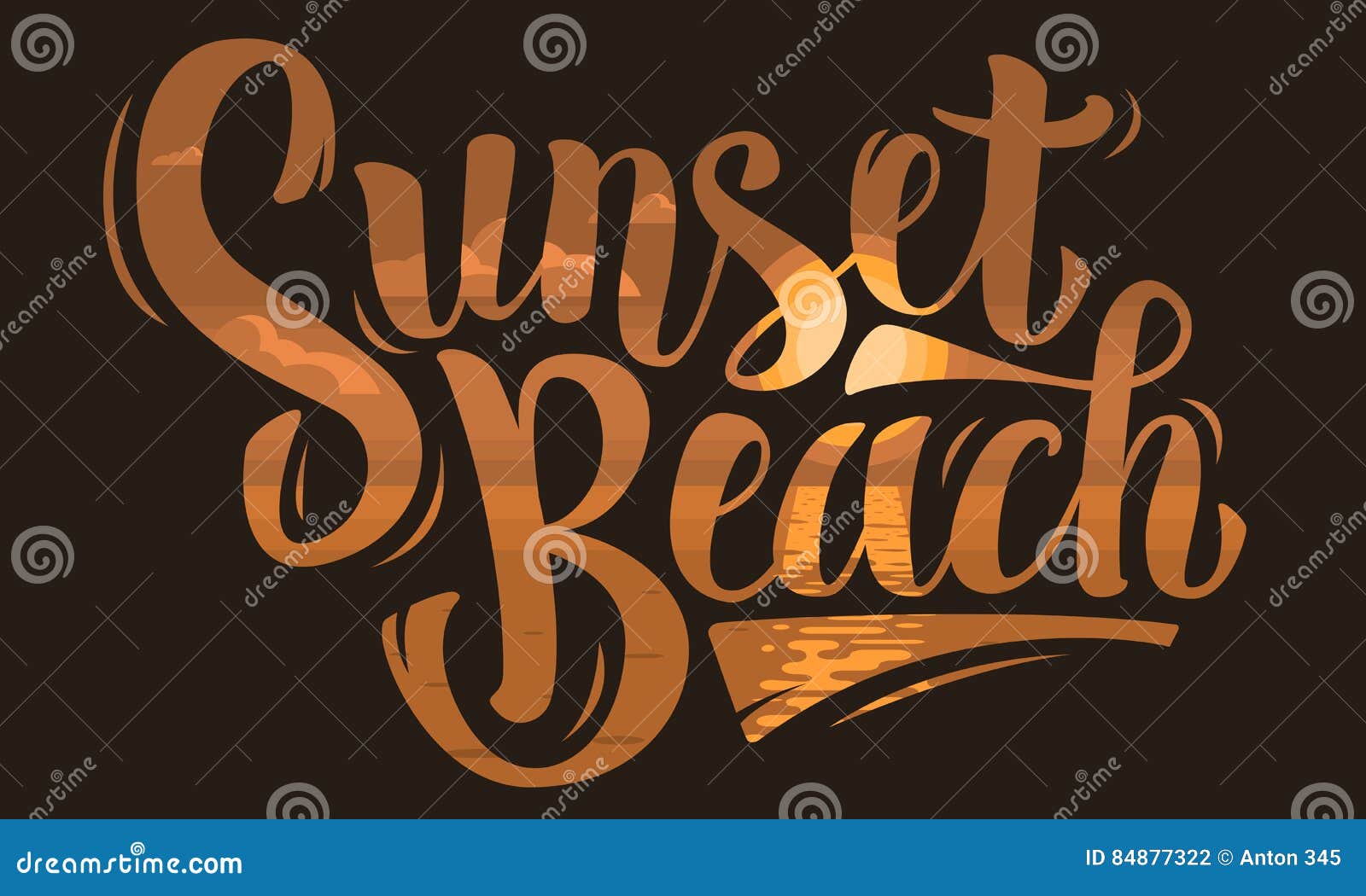 Sunset Beach Brush Script Lettering. Type Design Stock Vector ...