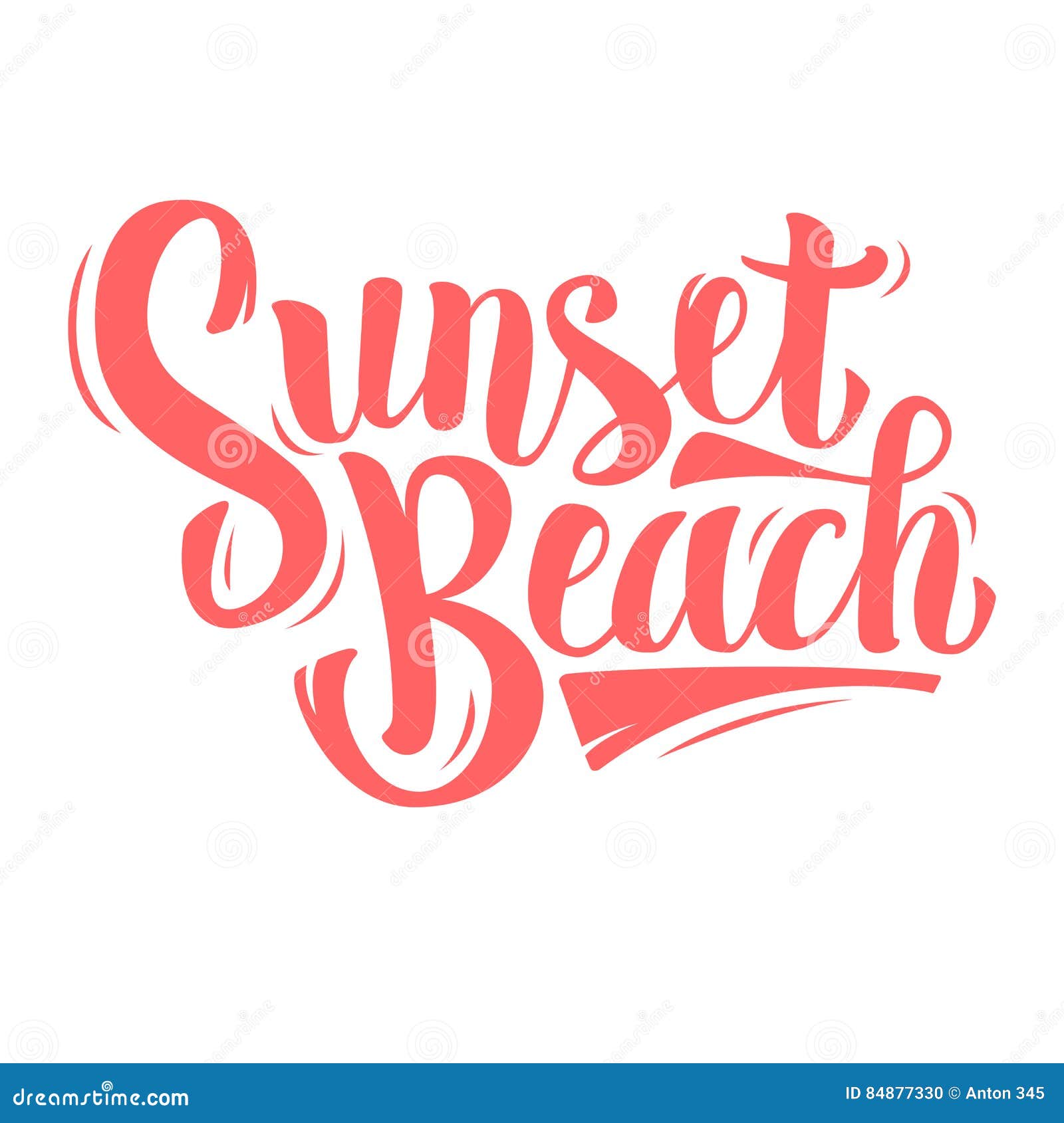 Sunset Beach Brush Script Lettering on a White Background. Type Stock ...