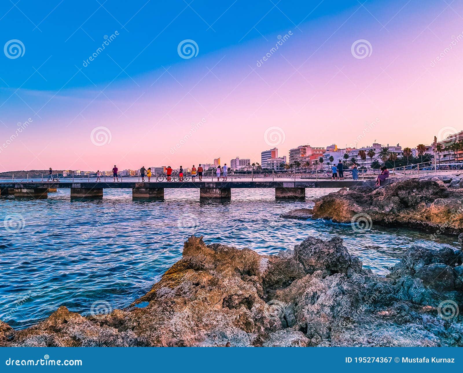 Sunset on the Beach of Cala Millor Editorial Photography - Image of ...