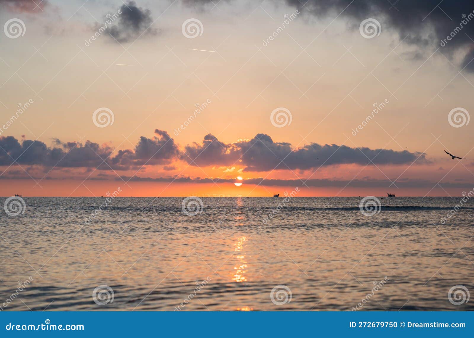 Sunset on the Beach with Clouds Stock Photo - Image of nature, fall ...