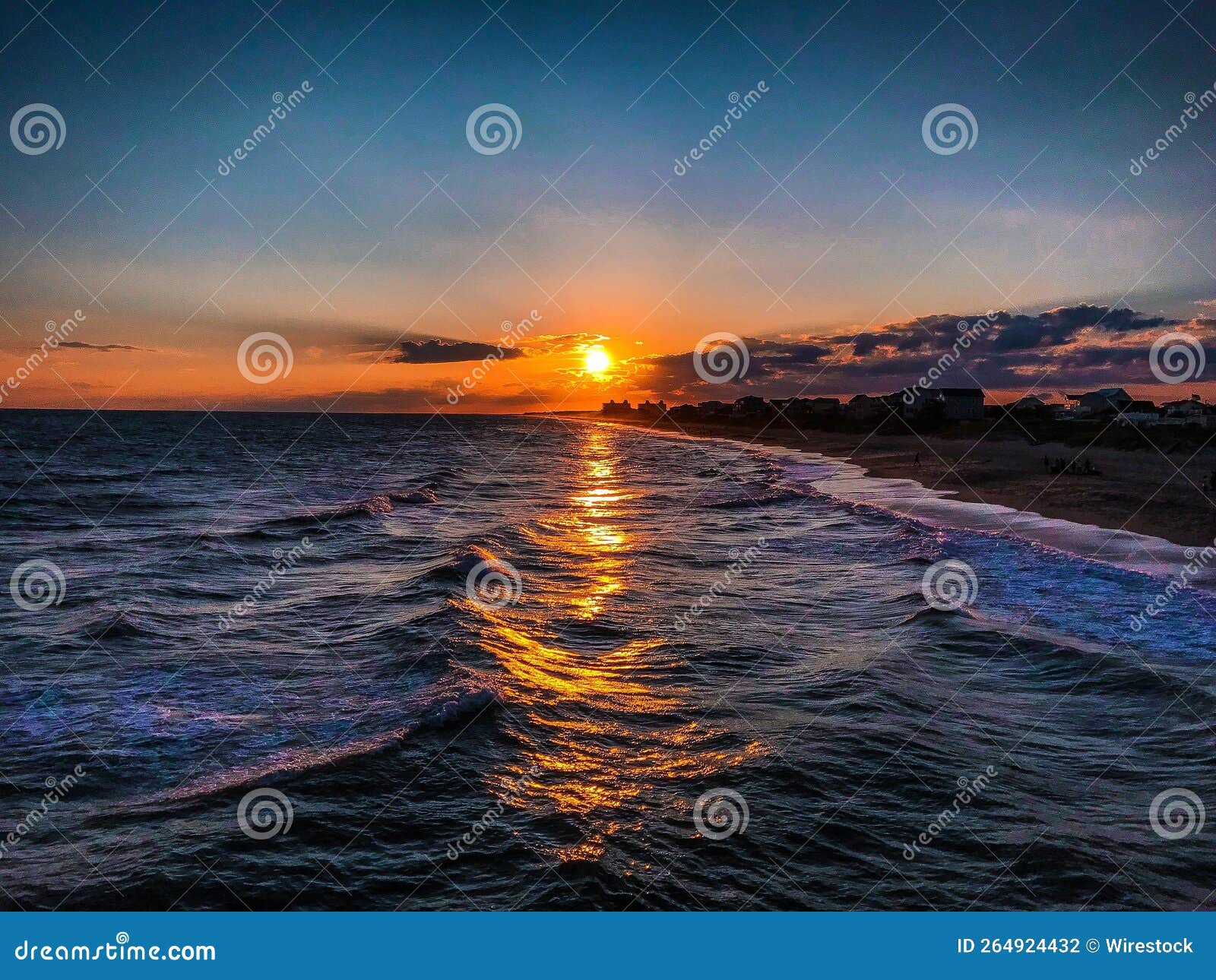 Sunset Beach in Emerald Isle Stock Photo - Image of sunset, nature ...