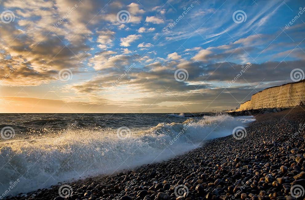 Sunset on the beach stock photo. Image of ocean, england - 40870958