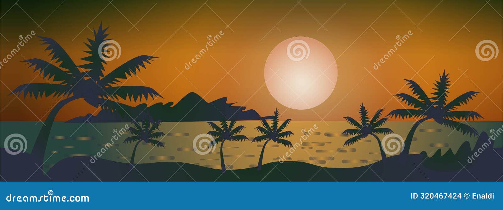 Sunset Beach Game Background Vector Illustration Stock Vector ...