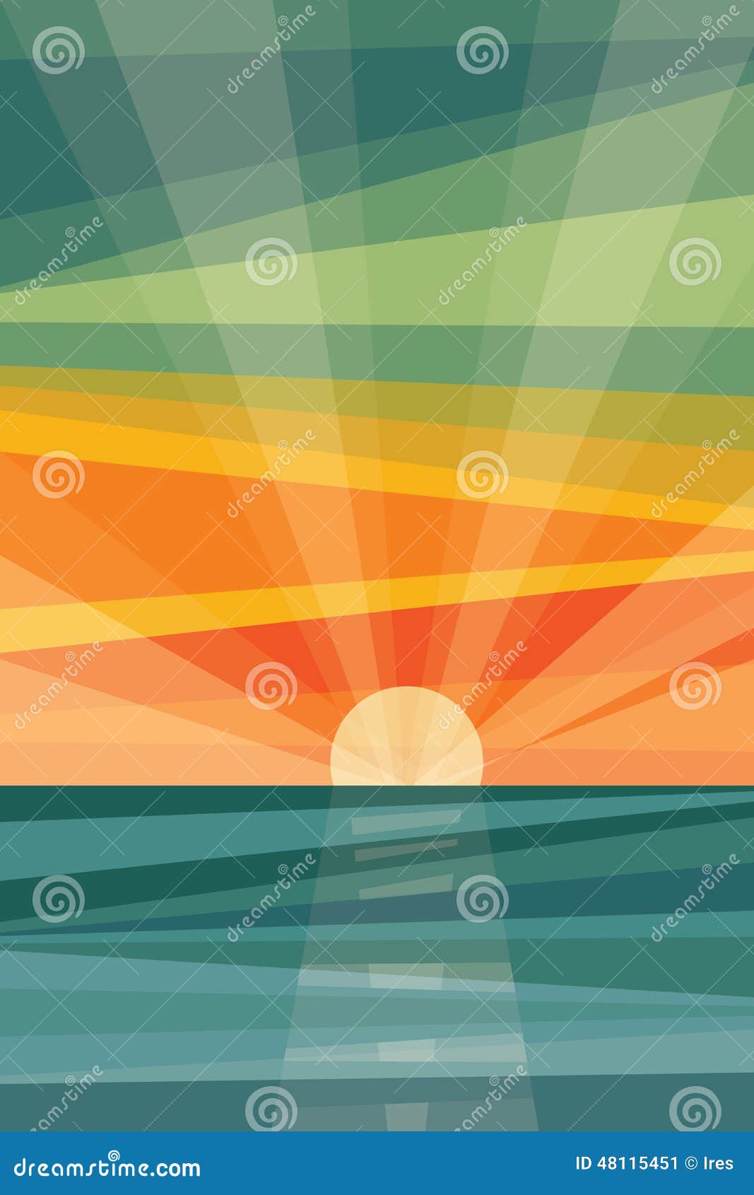 Sunset on Beach. Geometric Abstract Stock Vector - Illustration of ...