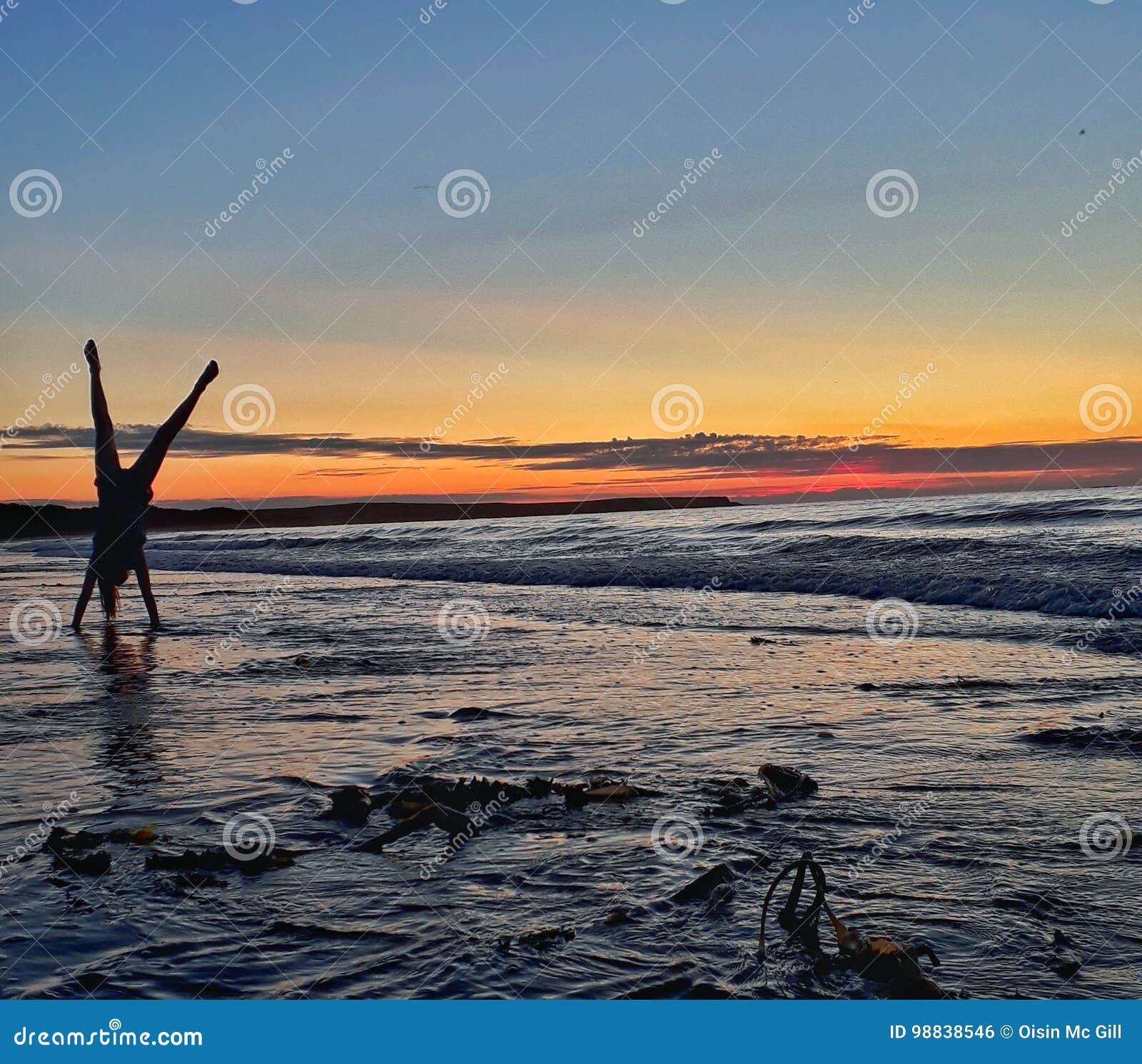 Sunset on the beach stock photo. Image of sunset, girl - 98838546