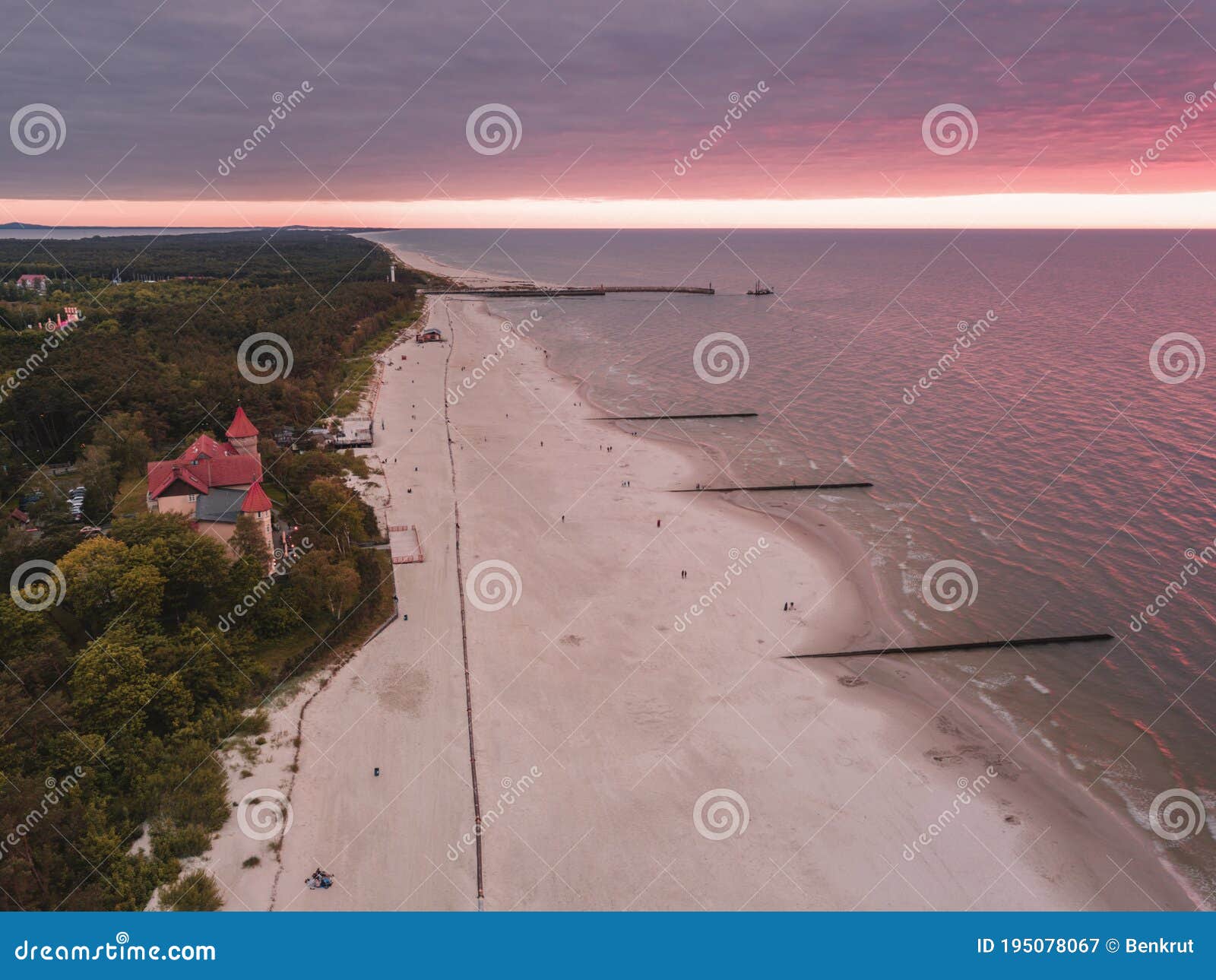 Sunset on the Beach in Leba Stock Image - Image of shore, downtown ...