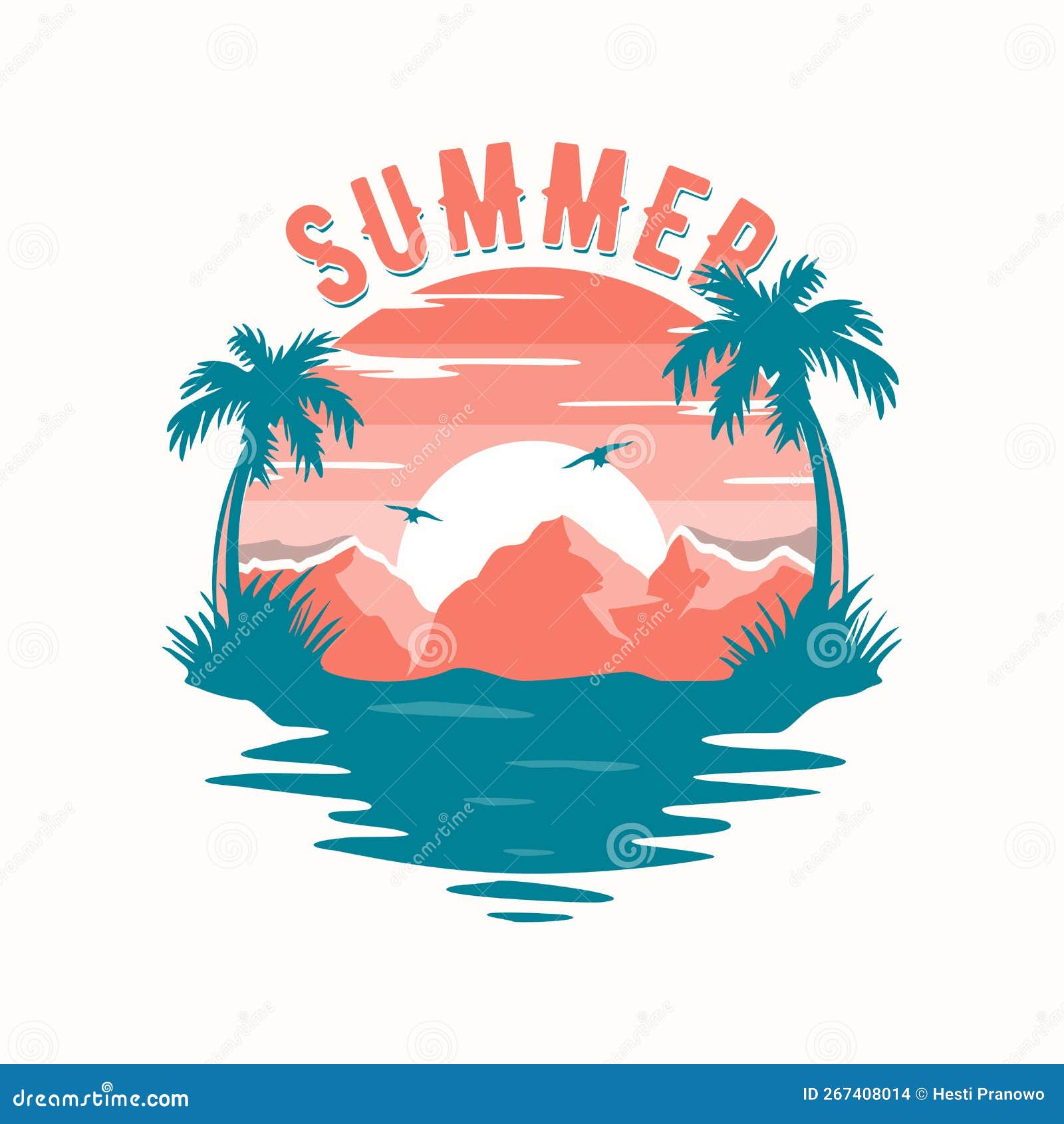 Sunset on the Beach with Letter Summer Template Background Stock Vector ...