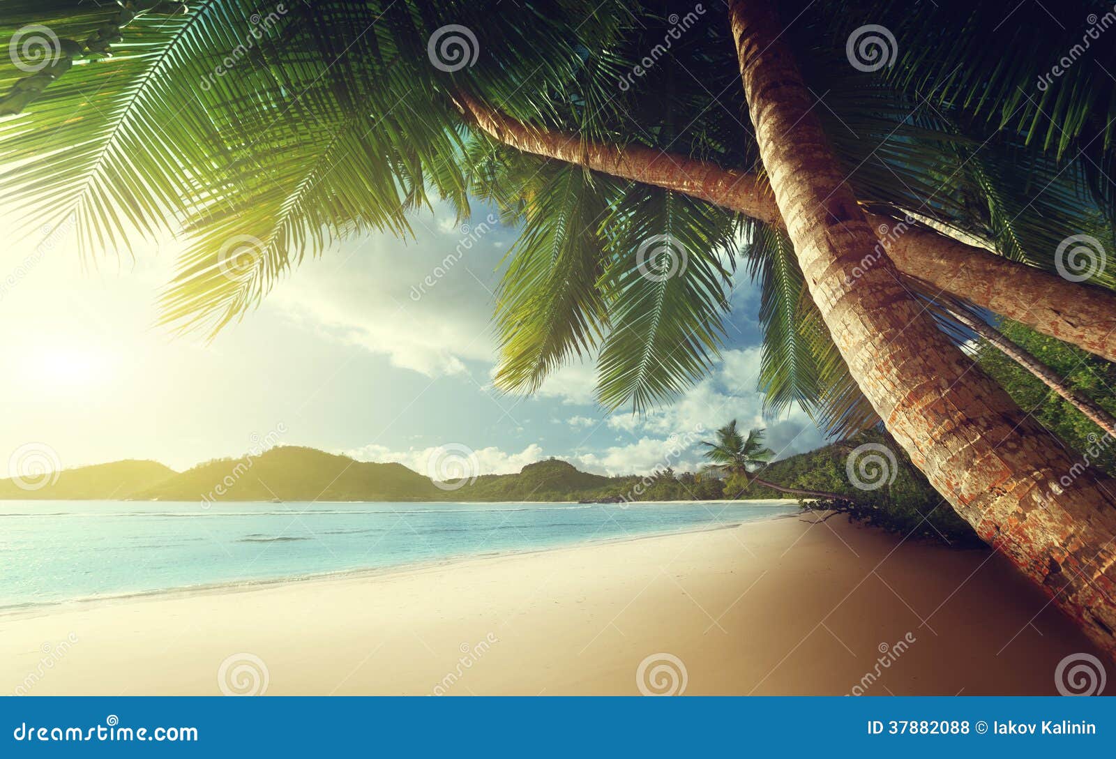 Sunset on Beach, Mahe Island Stock Photo - Image of seychelles ...