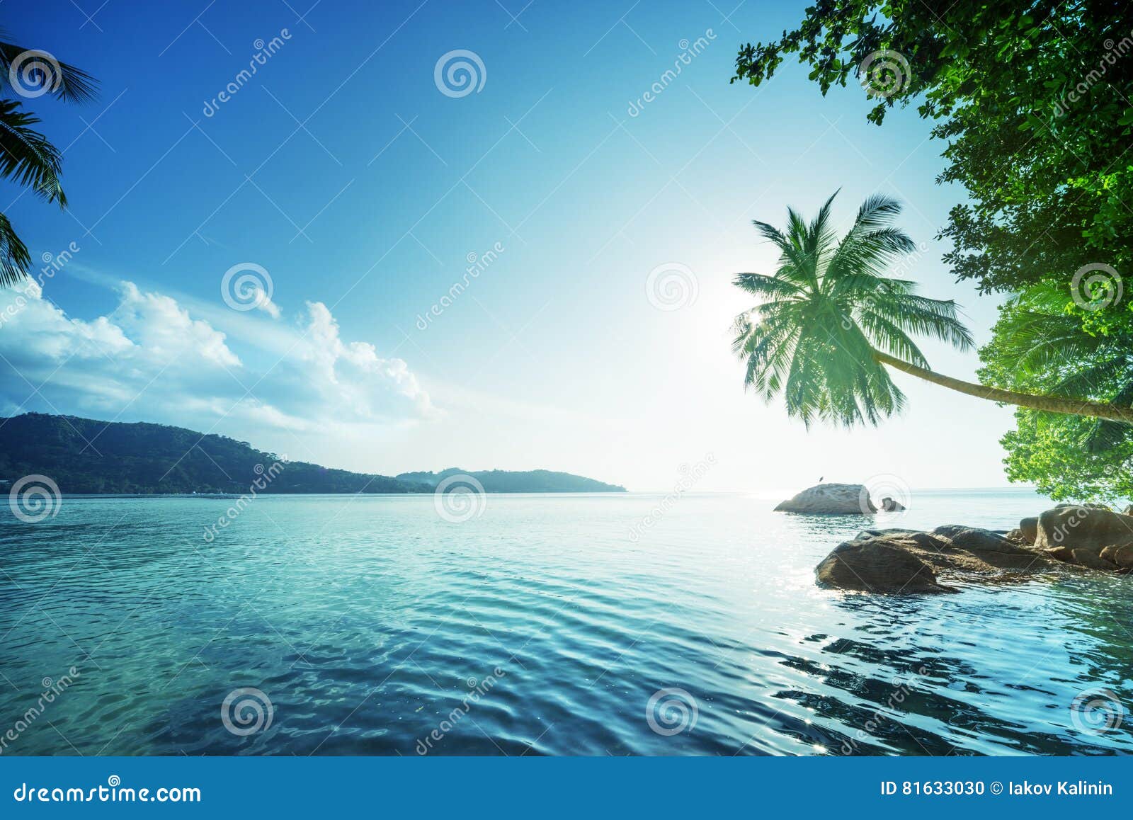 Sunset on the Beach, Mahe Island Stock Photo - Image of blue, outdoor ...
