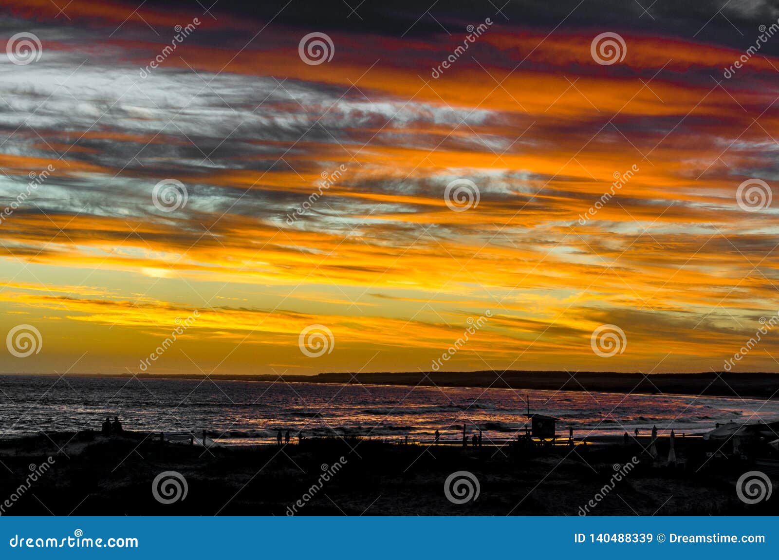 Sunset in the Beach with Shadows Stock Image - Image of beach ...