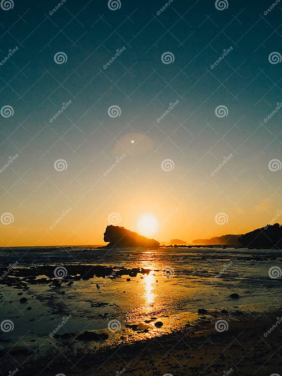 Sunset on the Beach in the South Java Stock Photo - Image of java ...