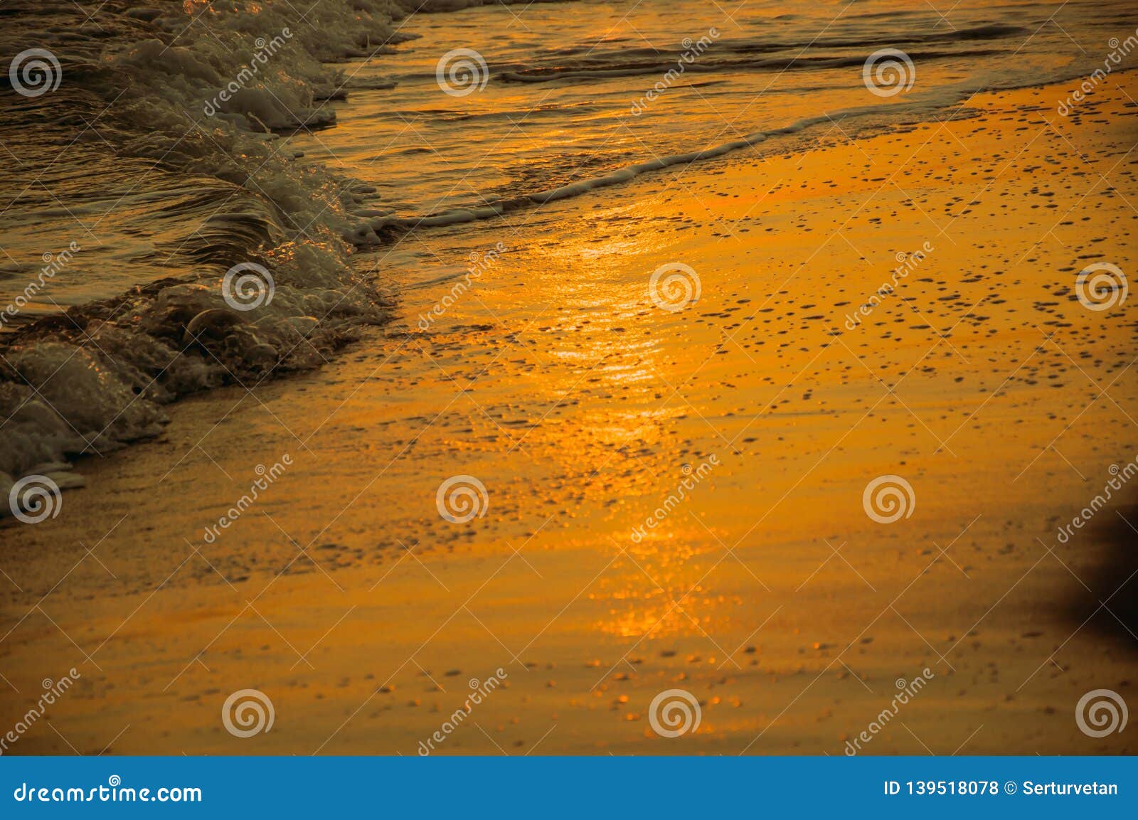 Sunset on the Beach, Sunlight on the Waves. Adana, Turkey Stock Photo ...