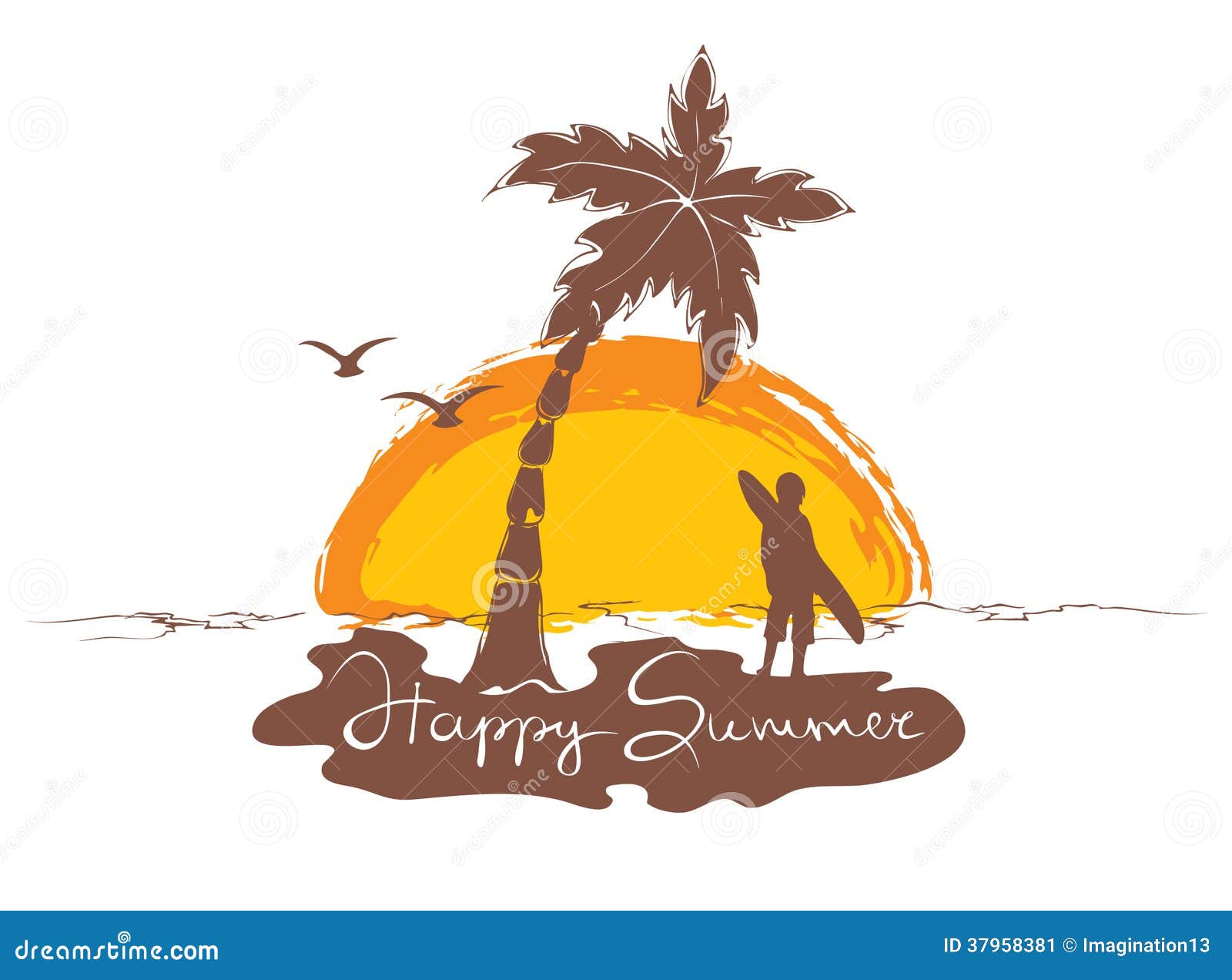 Sunset on the Beach, Surfing Stock Vector - Illustration of design ...