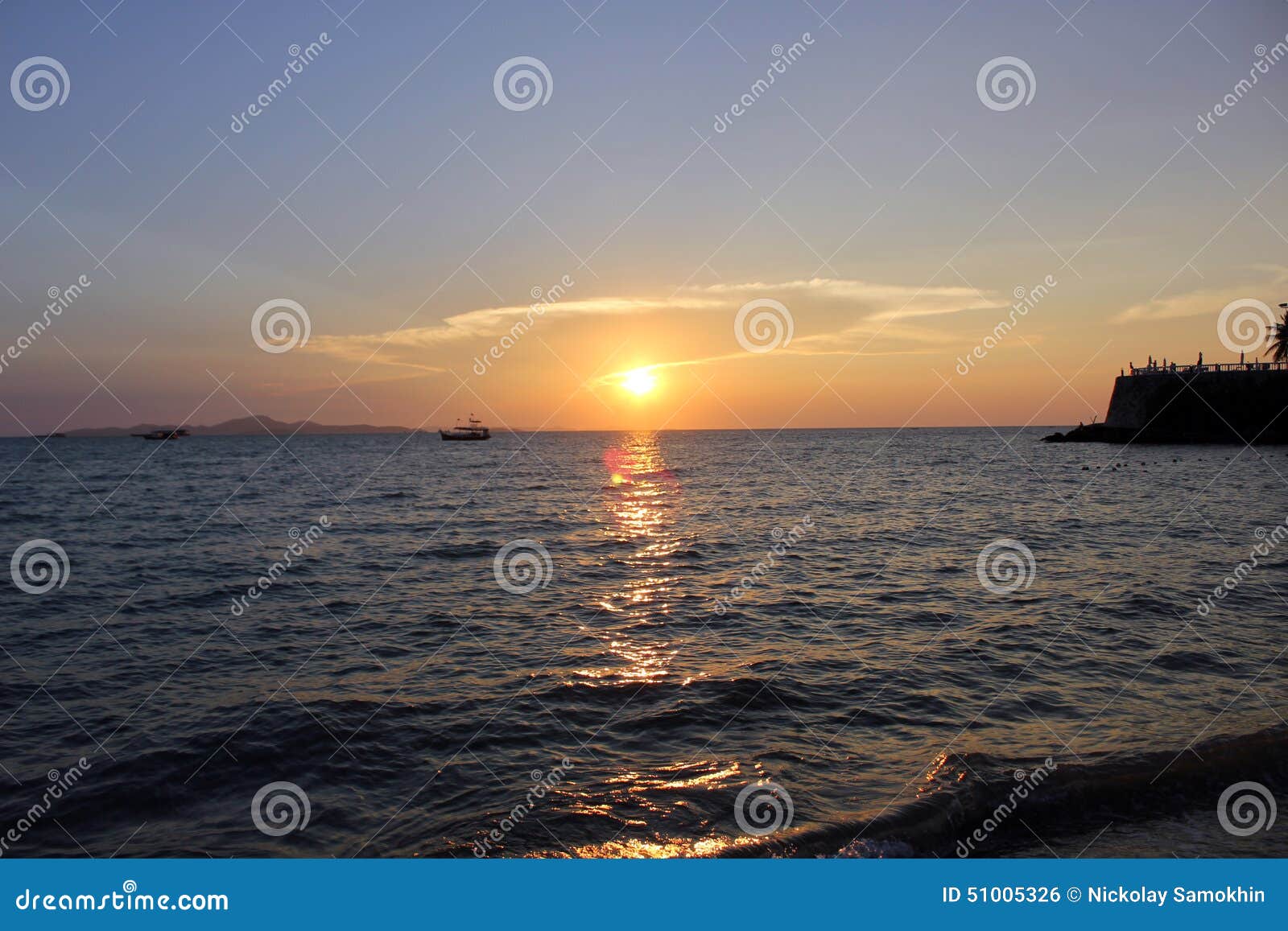 Sunset on beach stock photo. Image of background, nature - 51005326