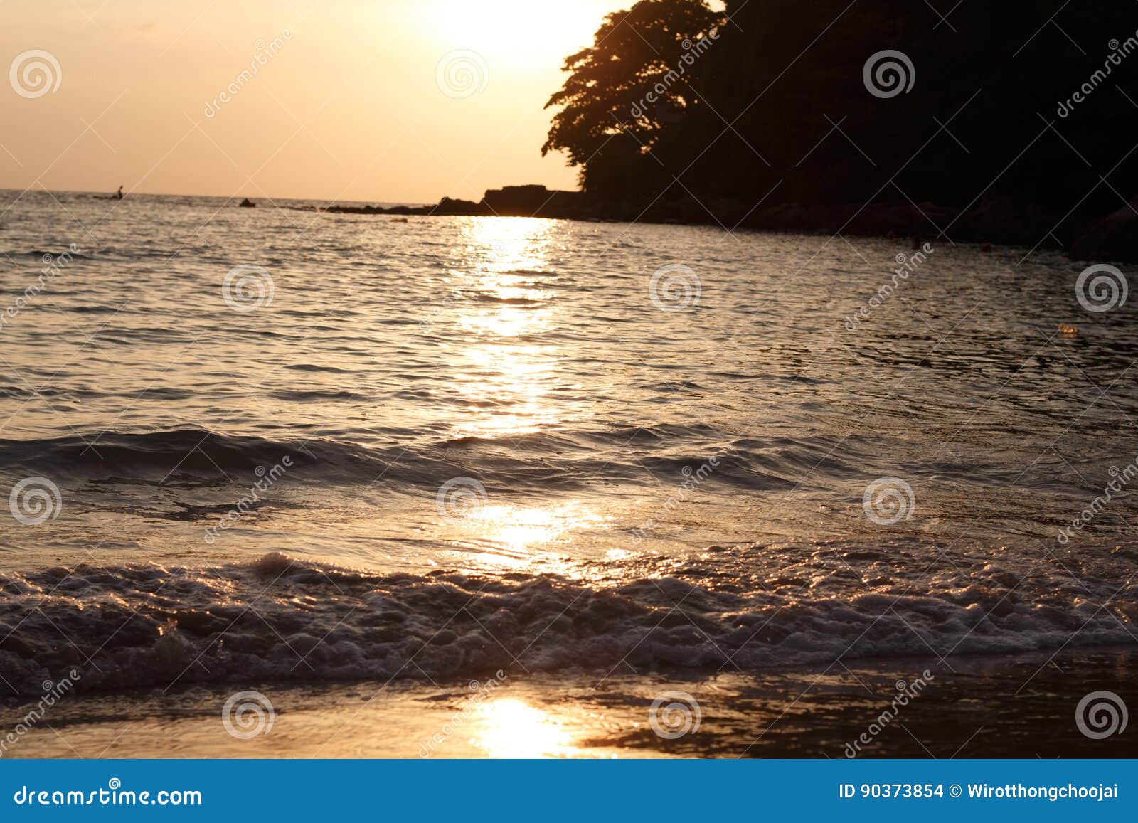 Sunset on the beach. stock photo. Image of golden, beauty - 90373854