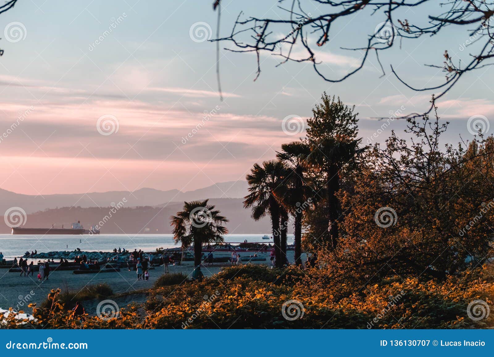 Sunset at Sunset Beach in Vancouver, BC, Canada Stock Image - Image of ...