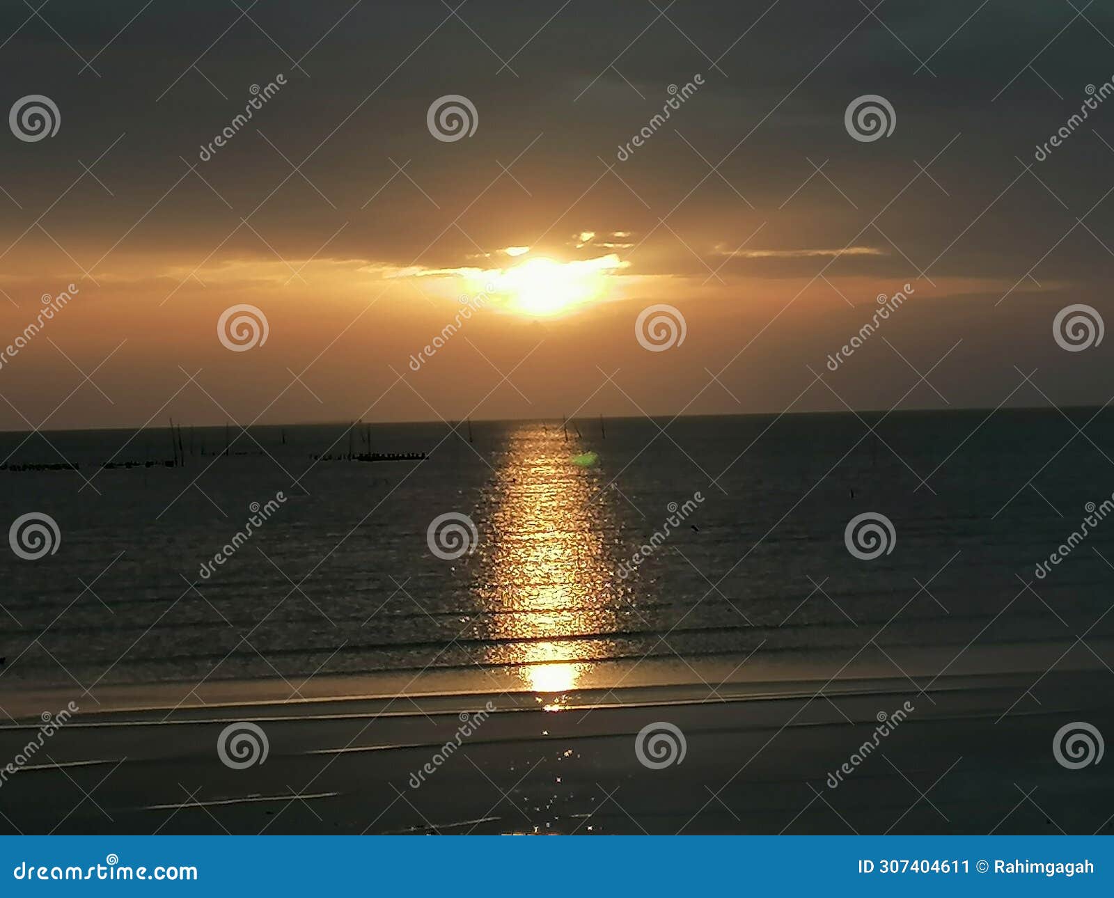 Sunset Beach View Nature Shore Sky Evening before Night Beach Stock ...