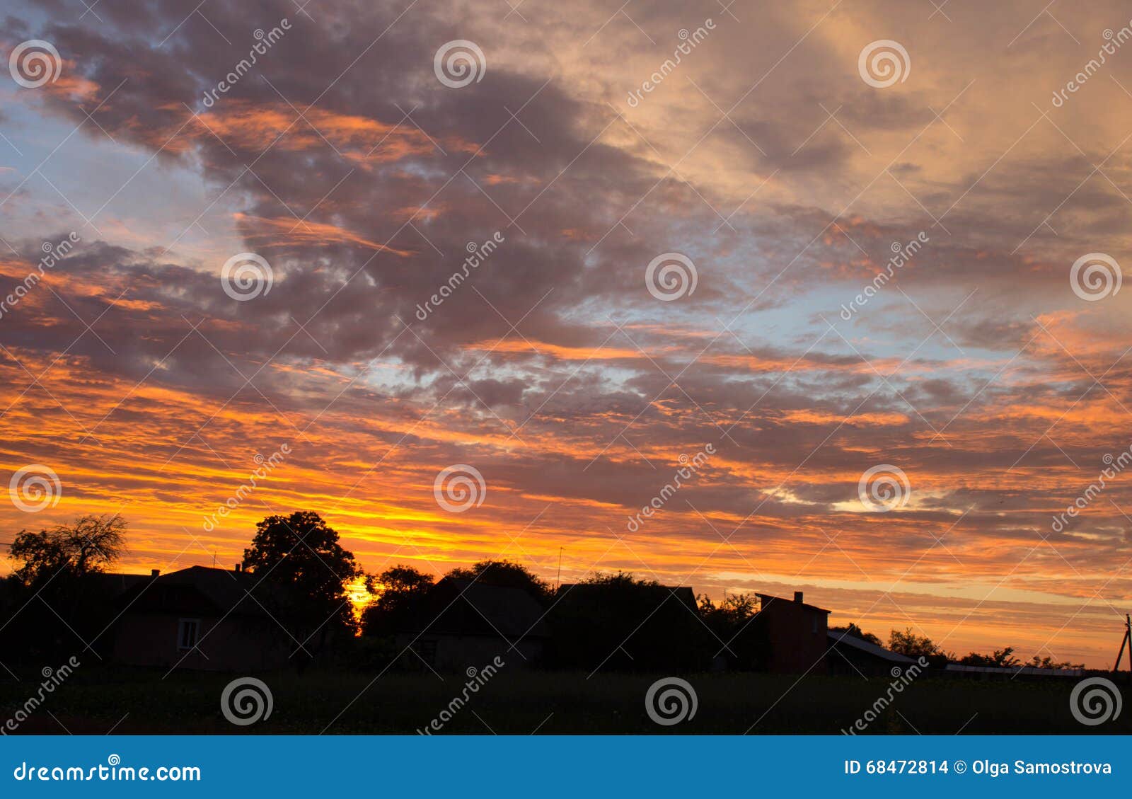 Sunset with Beautiful Blue Sky. Stock Photo - Image of reflection, blue ...