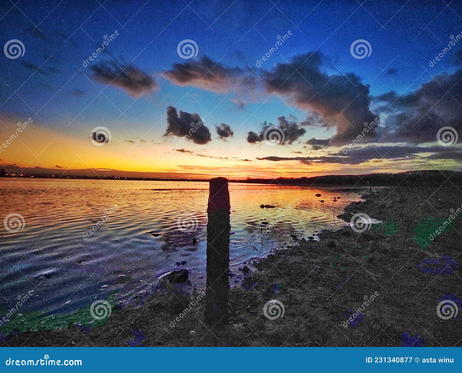 Sunset with Beautiful Colors Stock Image - Image of shore, painting ...