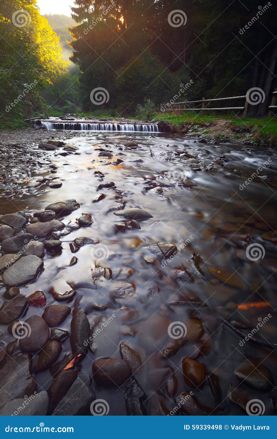 Sunset on Beautiful Mountain River Stock Photo - Image of extreme ...