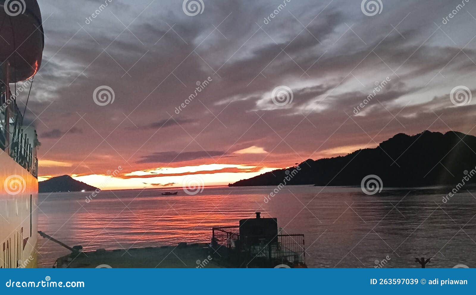 Sunset at the Beautiful Natuna Harbour Stock Image - Image of harbour ...