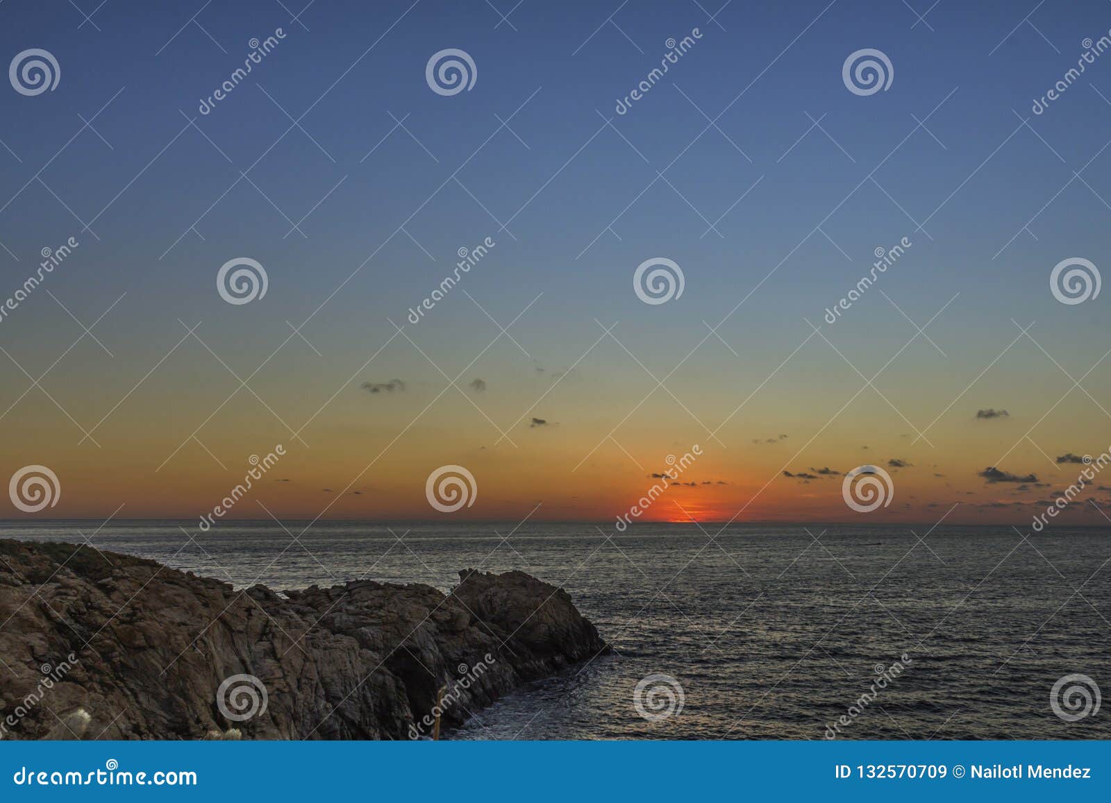 Sunset Beautiful Panoramic View, Beach, Comet Point Oaxaca Mexico Stock ...