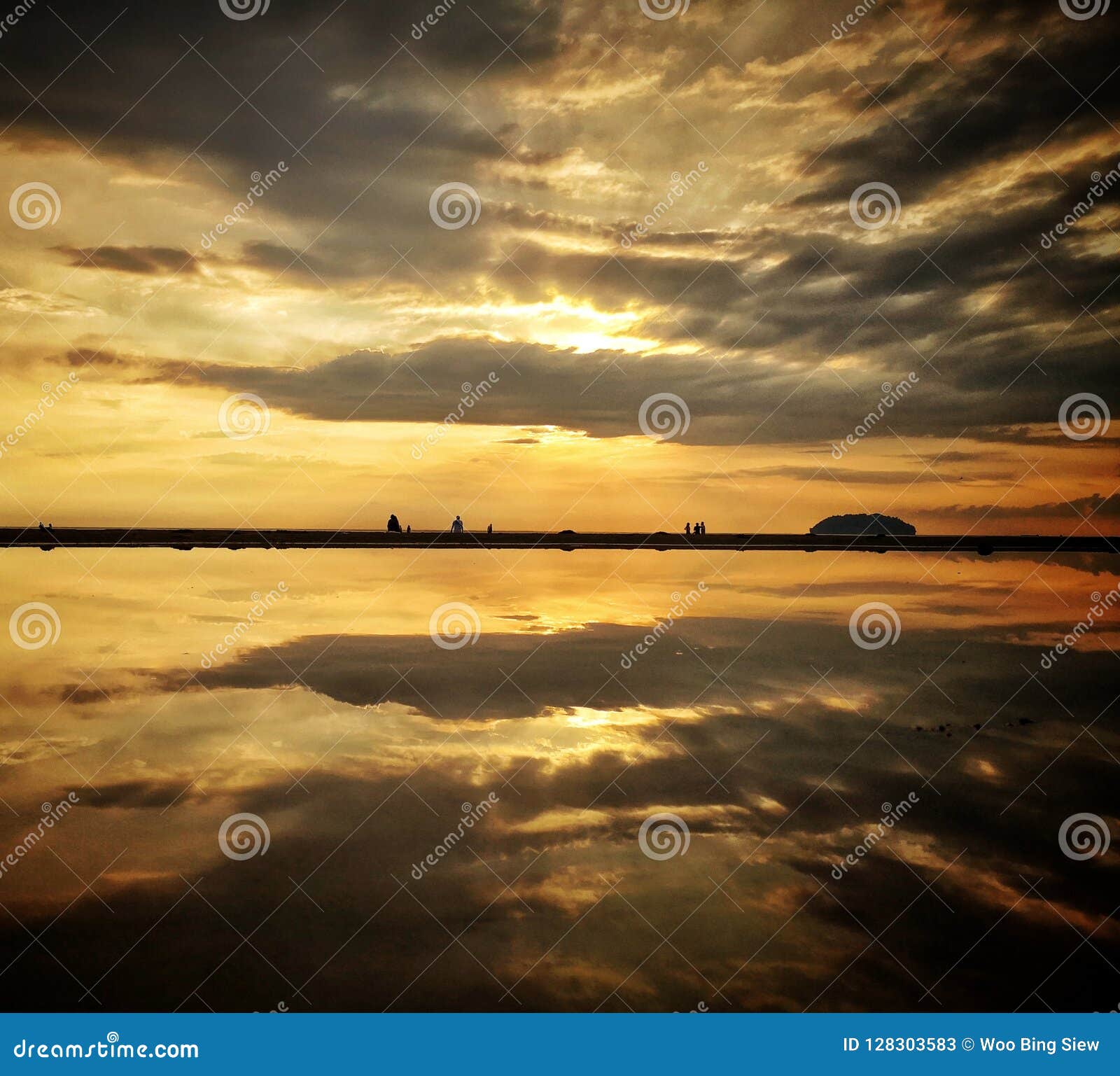 Sunset stock image. Image of golden, reflection, beautiful - 128303583