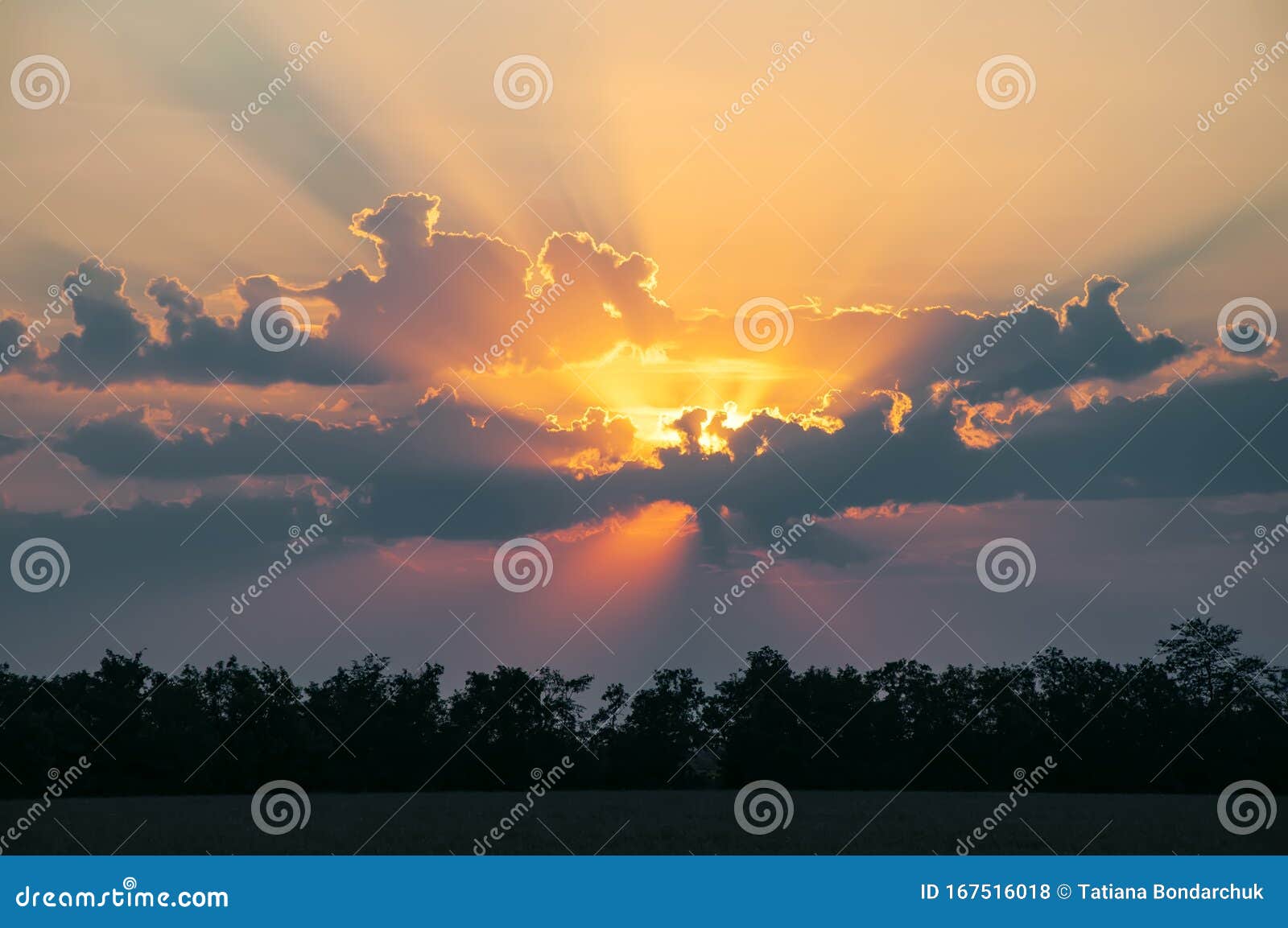 Sunset Beautiful Sky Sun Clouds Stock Photo - Image of cloudscape ...