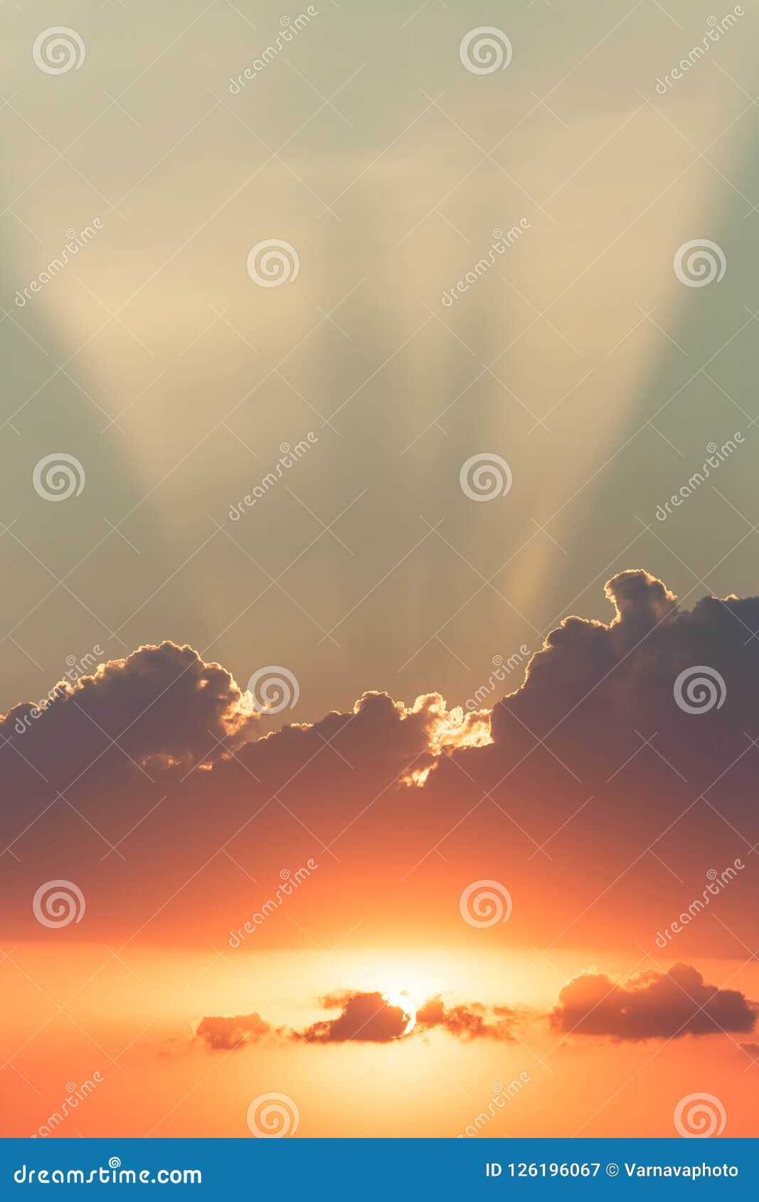 Sunset with Beautiful Sun Rays. Stock Image - Image of clouds ...