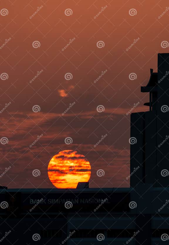 Sunset Behind Building stock image. Image of nature, dark - 79382867