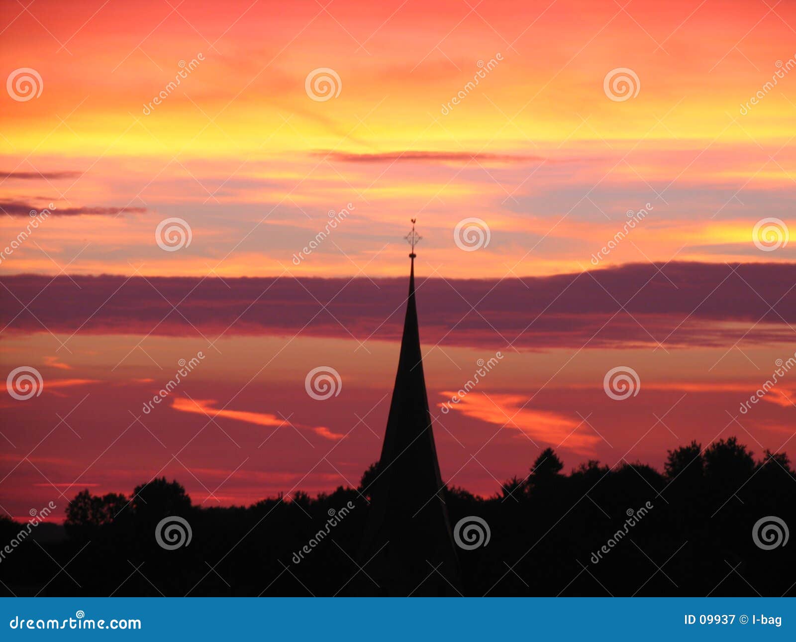 Sunset behind church tower stock image. Image of town, home - 9937
